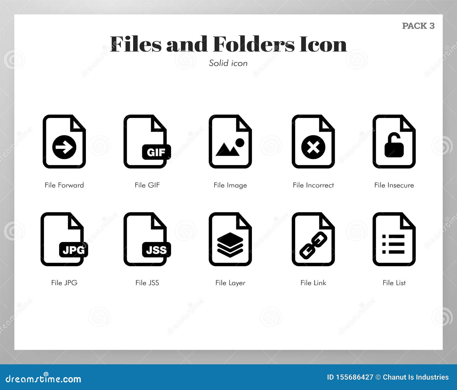Files and Folders Icons Solid Pack Stock Vector - Illustration of icon ...