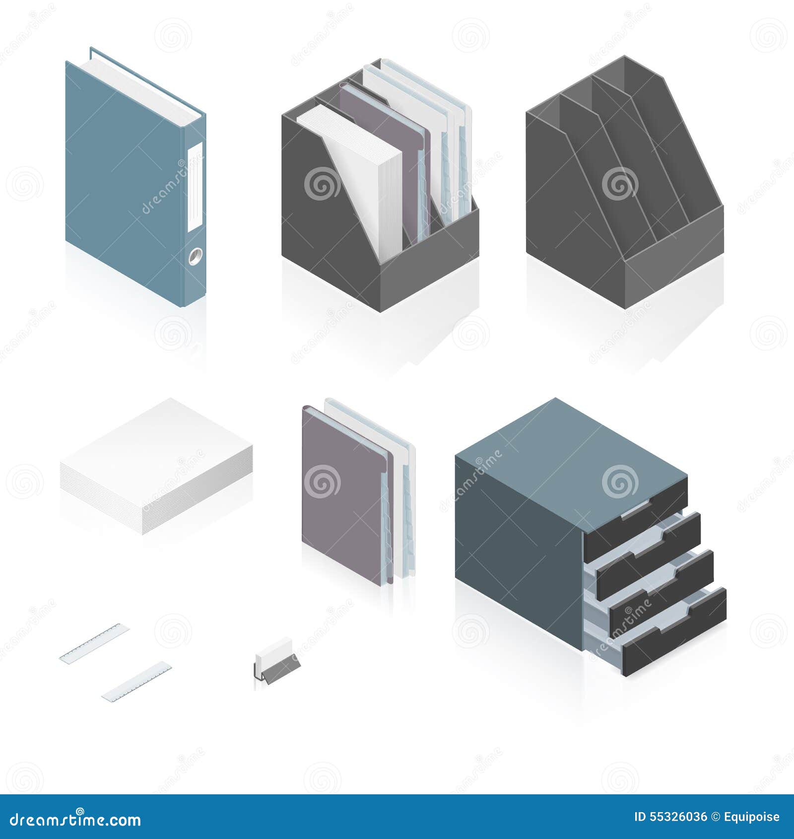 Files, Folders, Paper Stack, Storage Boxes and a Detailed Isometric Set ...
