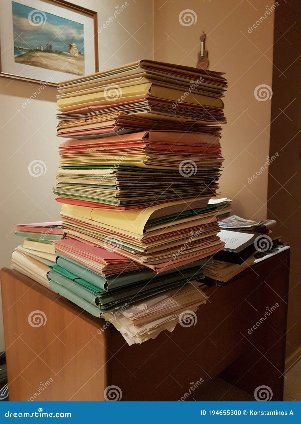 Files Folders Pile in Old Dark Office Editorial Image - Image of filing ...