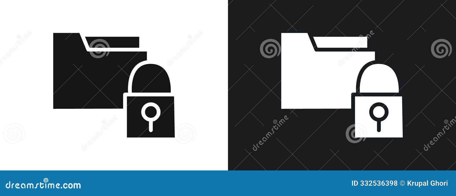 Files and Folders Security Icon Linear Graphics Set Vector in Black ...