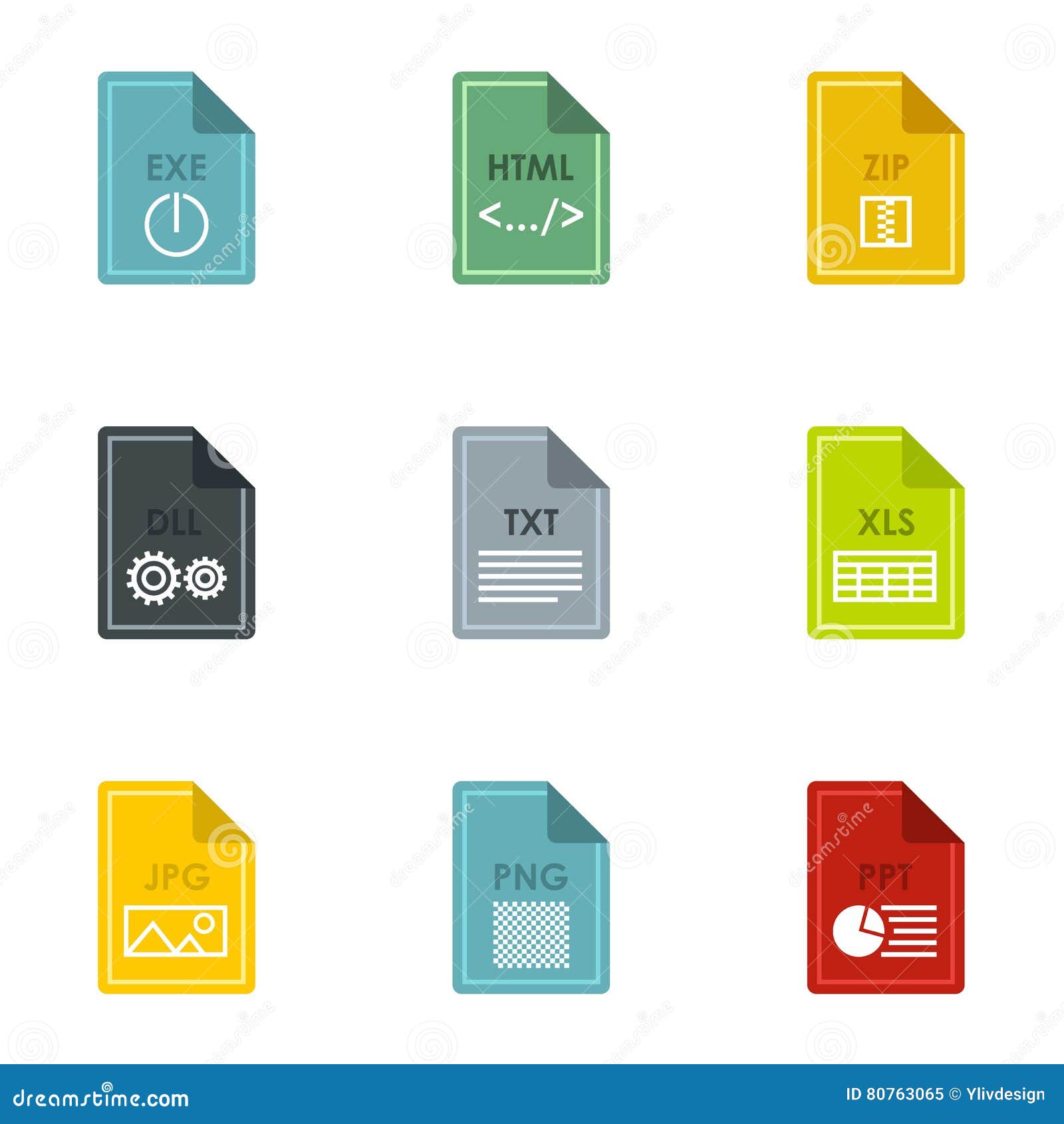 Files Icons Set, Flat Style Stock Vector - Illustration of button ...