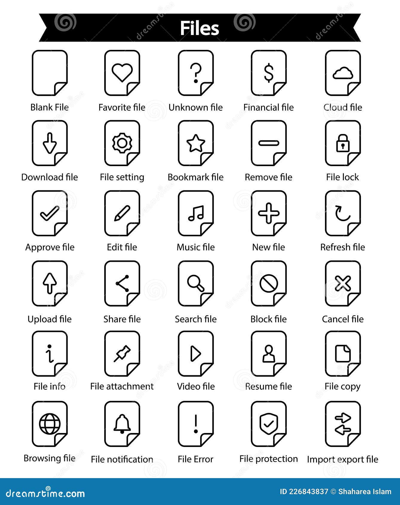 Files Line Icon Set stock vector. Illustration of refresh - 226843837