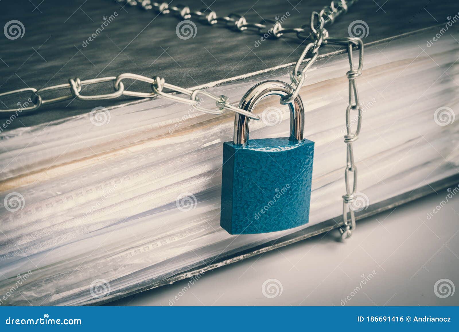 Files Locked with Chain and Padlock - Data and Privacy Security Stock ...