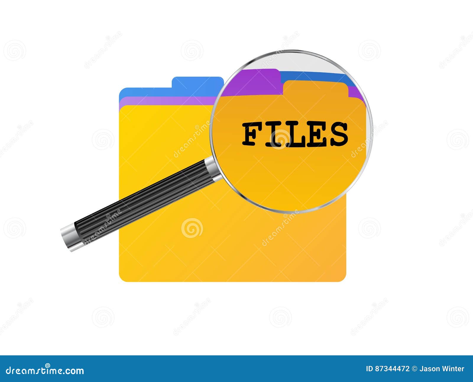 Files Magnifying Glass stock vector. Illustration of filing - 87344472