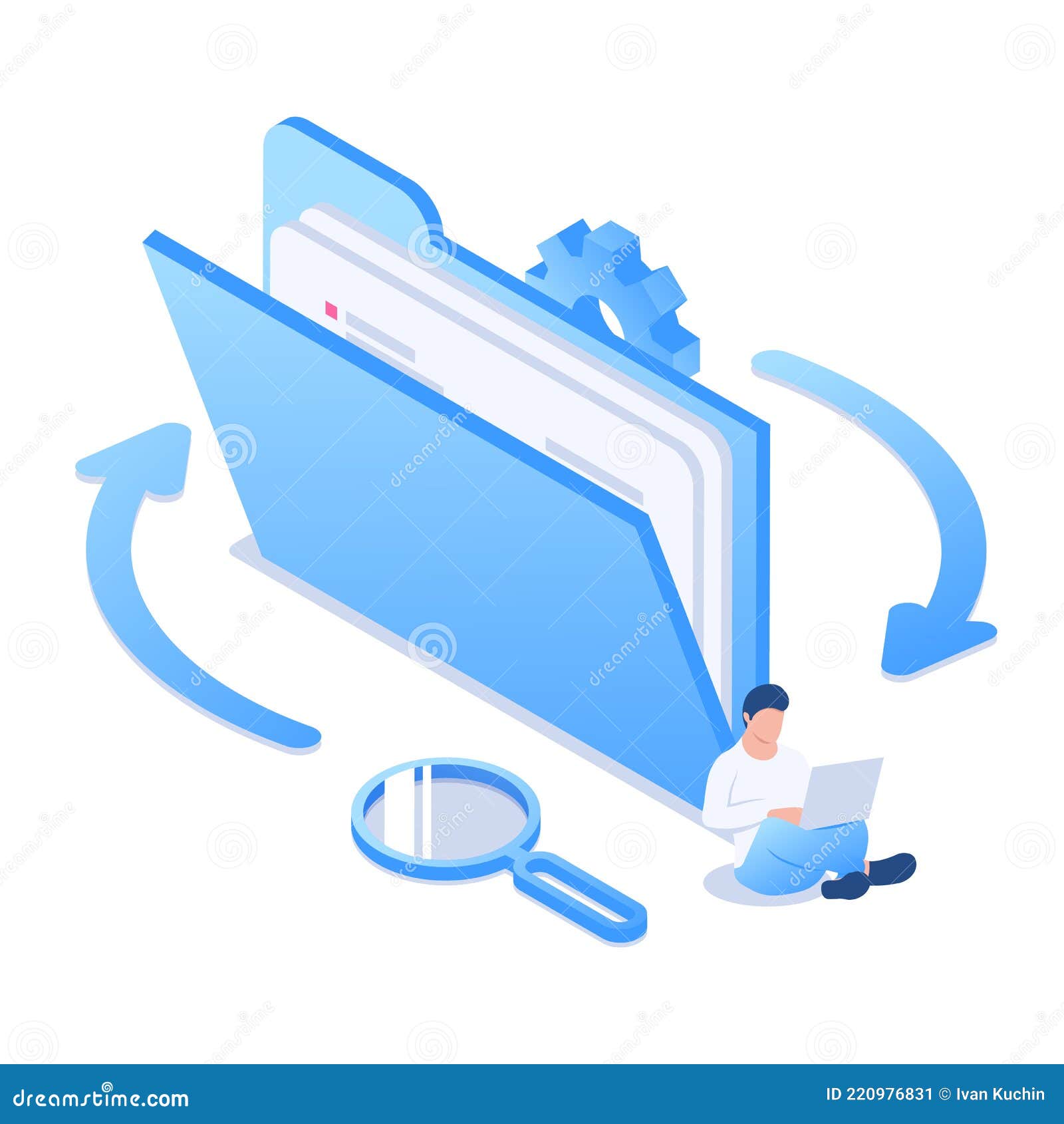 Paperwork Organization Concept Banner For Internet Vector Illustration ...