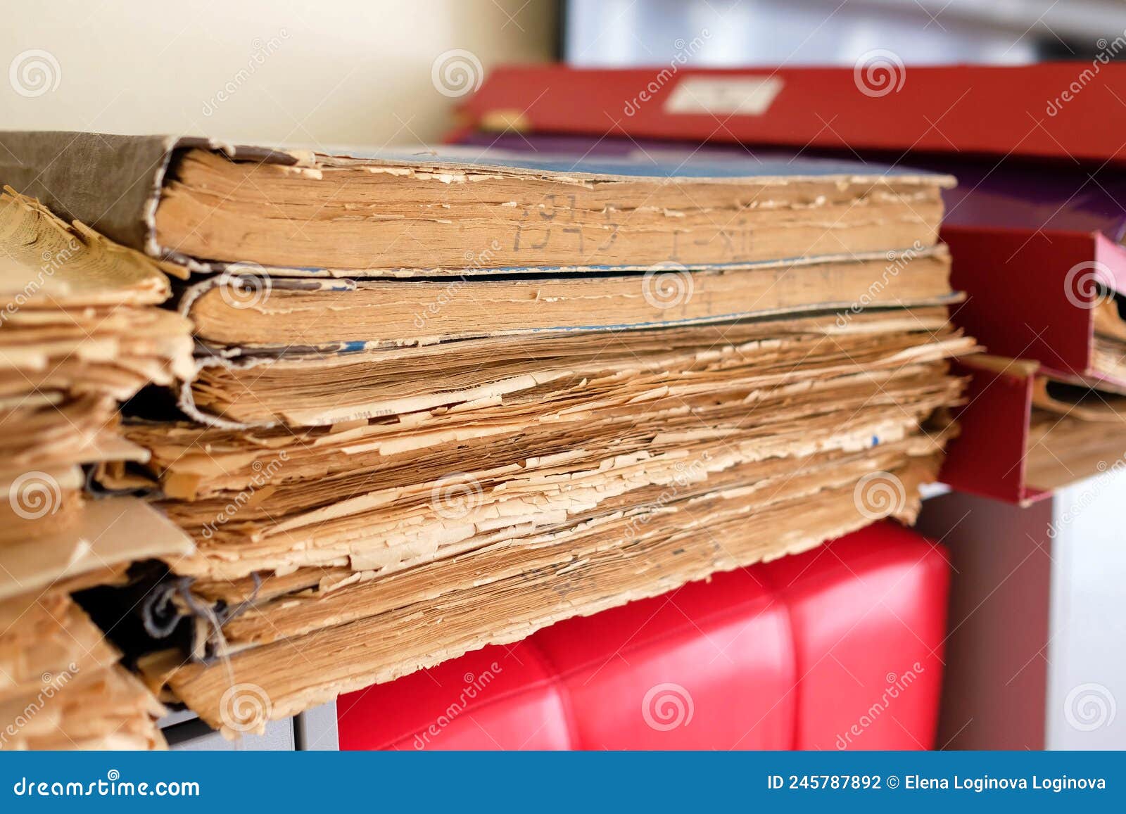 Files of Old Newspapers in the Library. Old Paper Stock Photo - Image ...