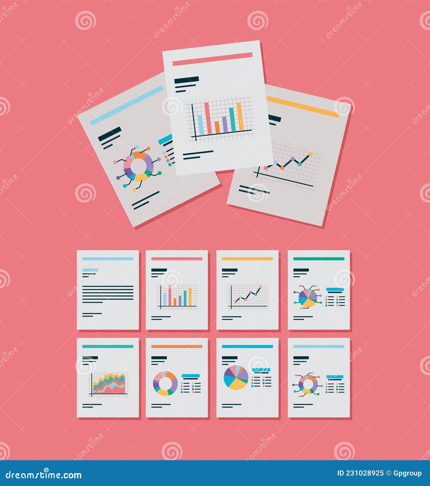Files with reports stock vector. Illustration of paper - 231028925