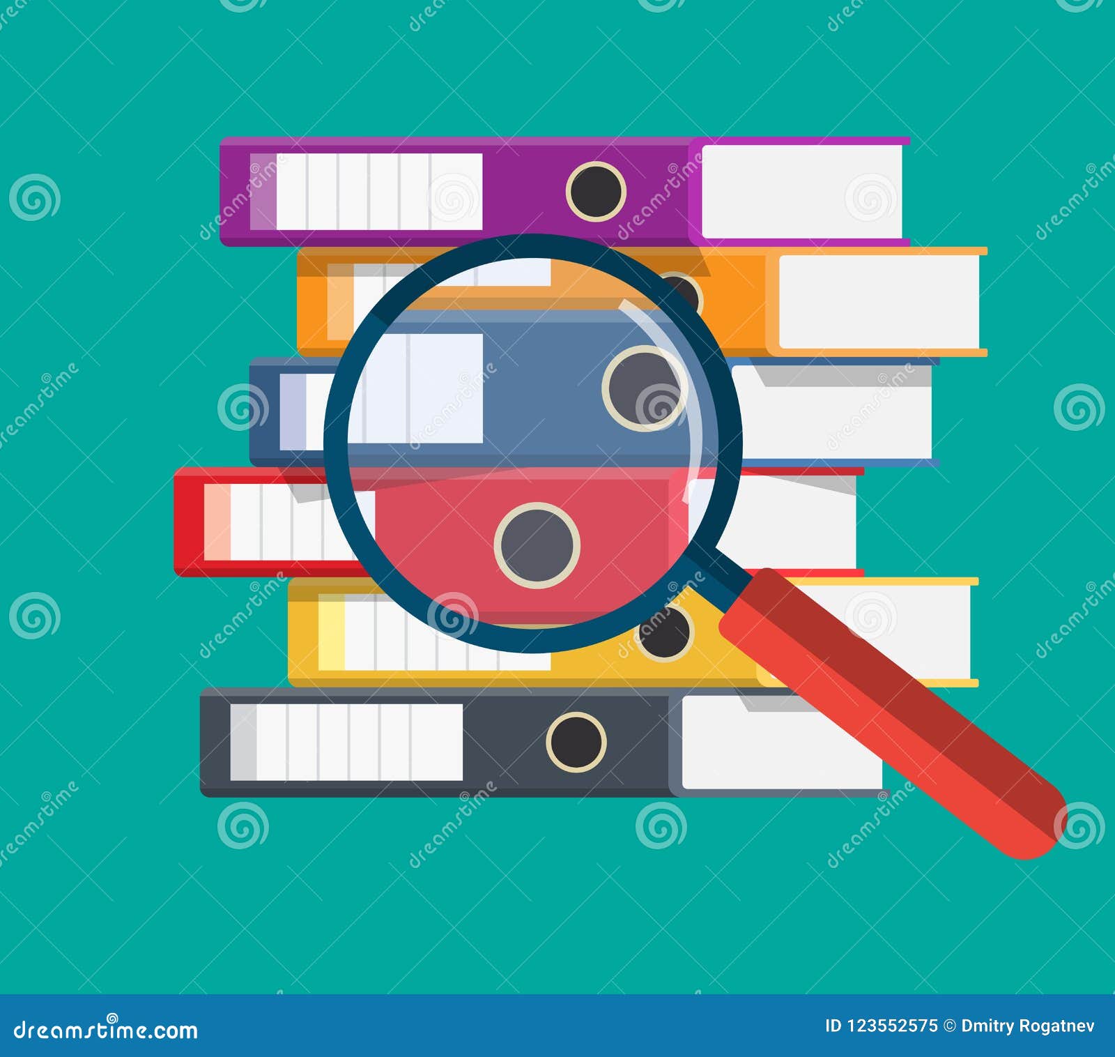Files, Ring Binders and and Magnifying Glass, Stock Vector ... Files, Ring Binders and and Magnifying Glass, Stock Vector ...