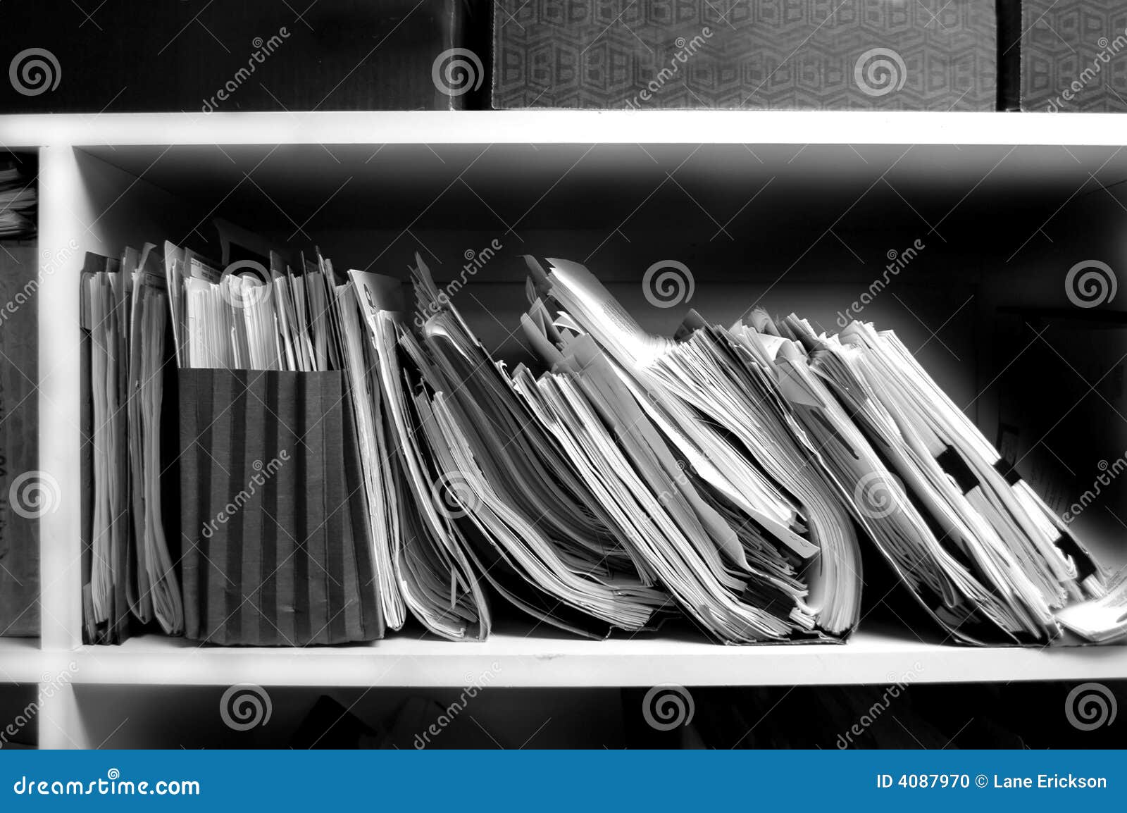 Files on Shelf stock photo. Image of paperwork, mess, office - 4087970