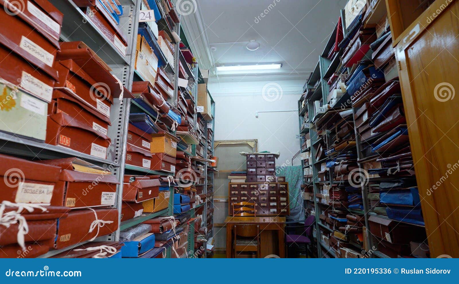 Files on Shelf. Archive with Folders and Documents. Stock Photo - Image ...