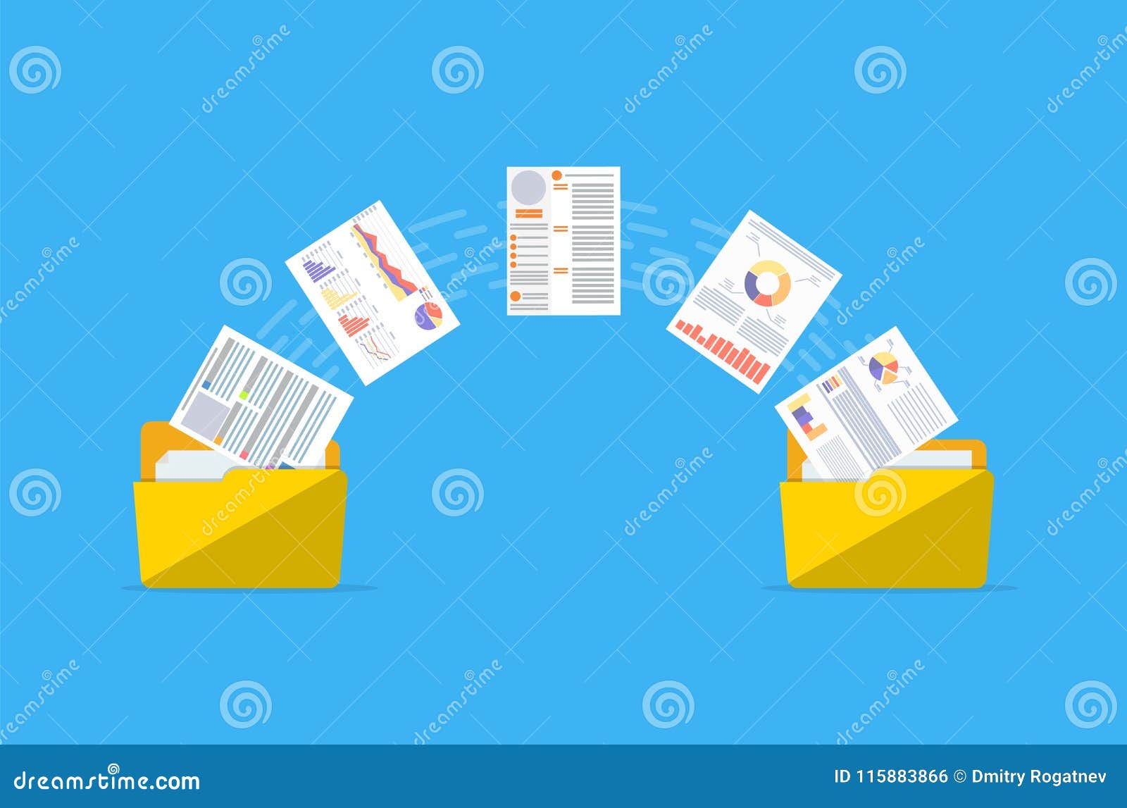 Files Transfer. Documents Management Stock Vector - Illustration of ...