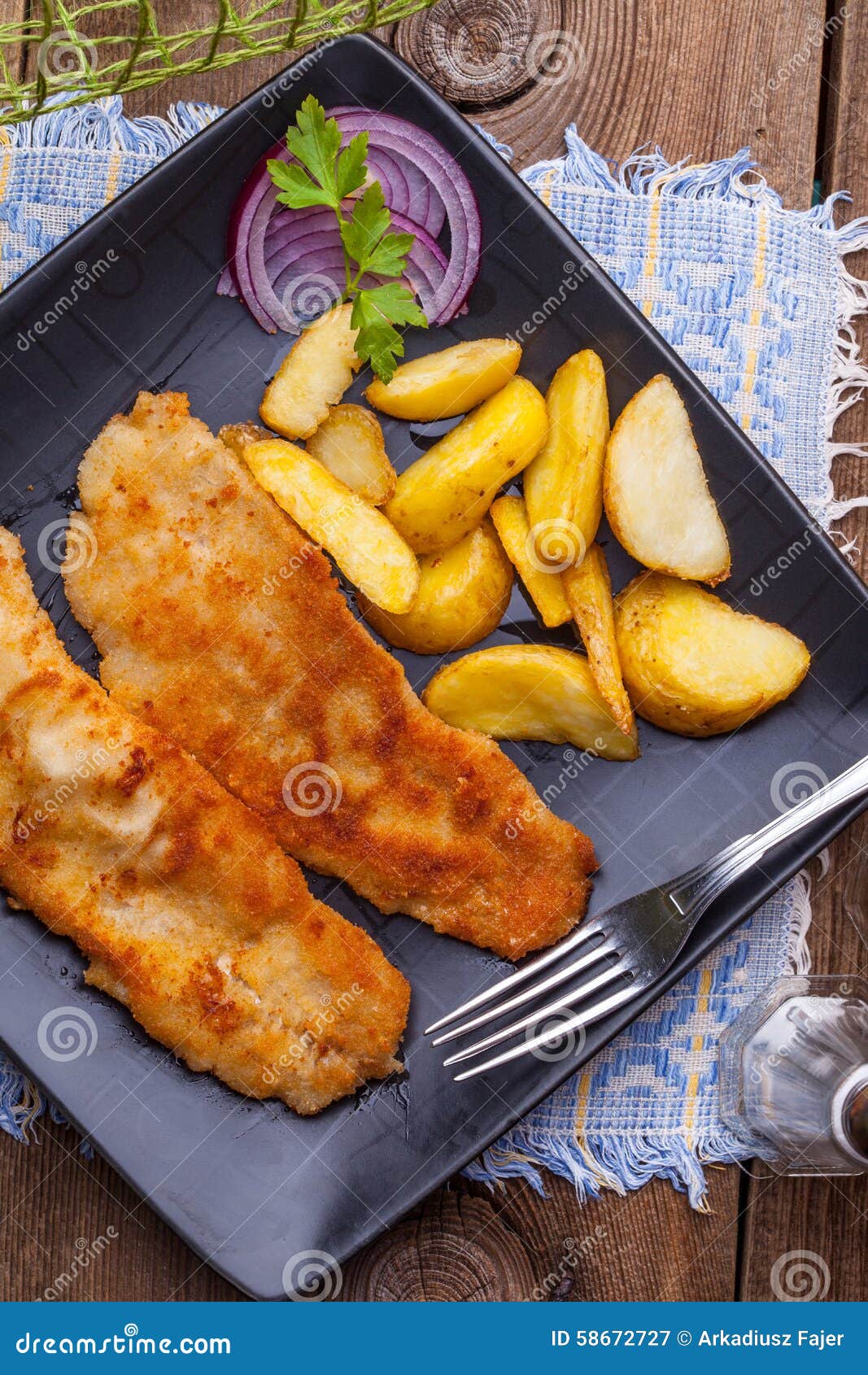 Filet de morue frit image stock. Image du plaque, préparé - 58672727