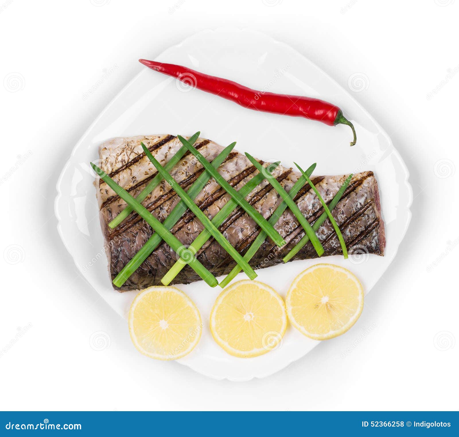 Filet de poissons grillé photo stock. Image du mérou - 52366258