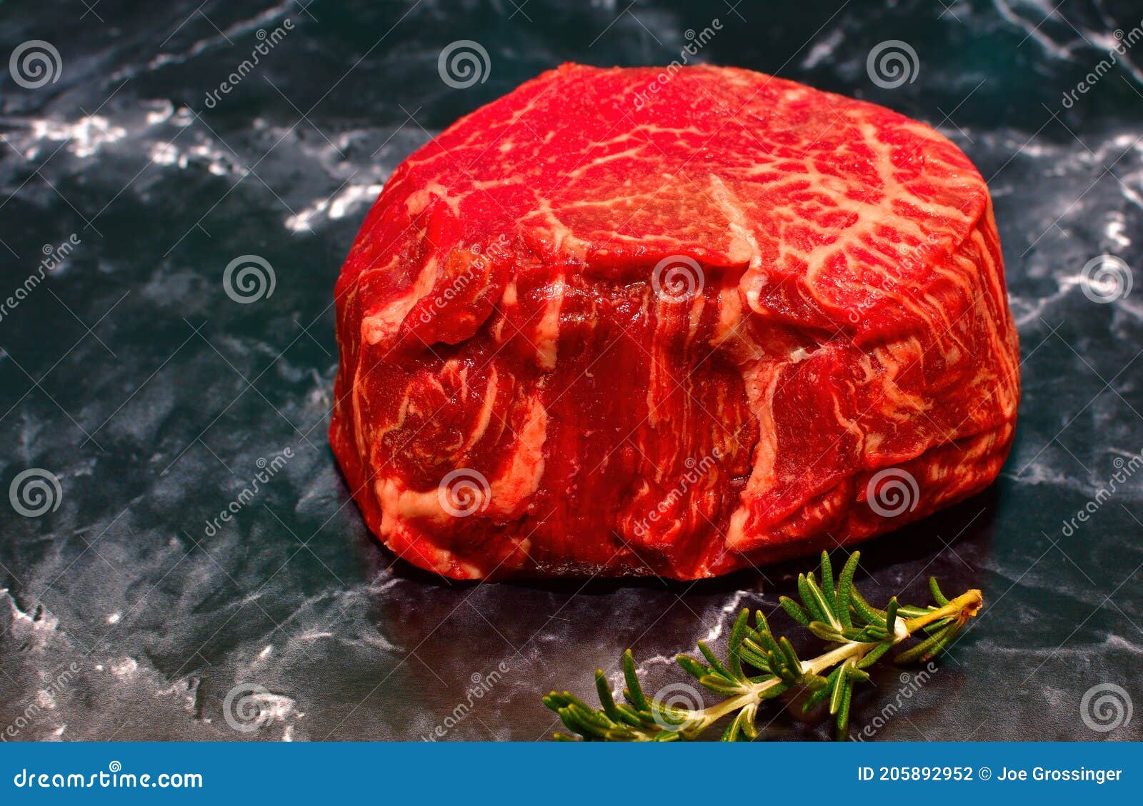 Wagyu Filet Mignon Not Cooked on Dark Marble Slab Stock Photo - Image ...