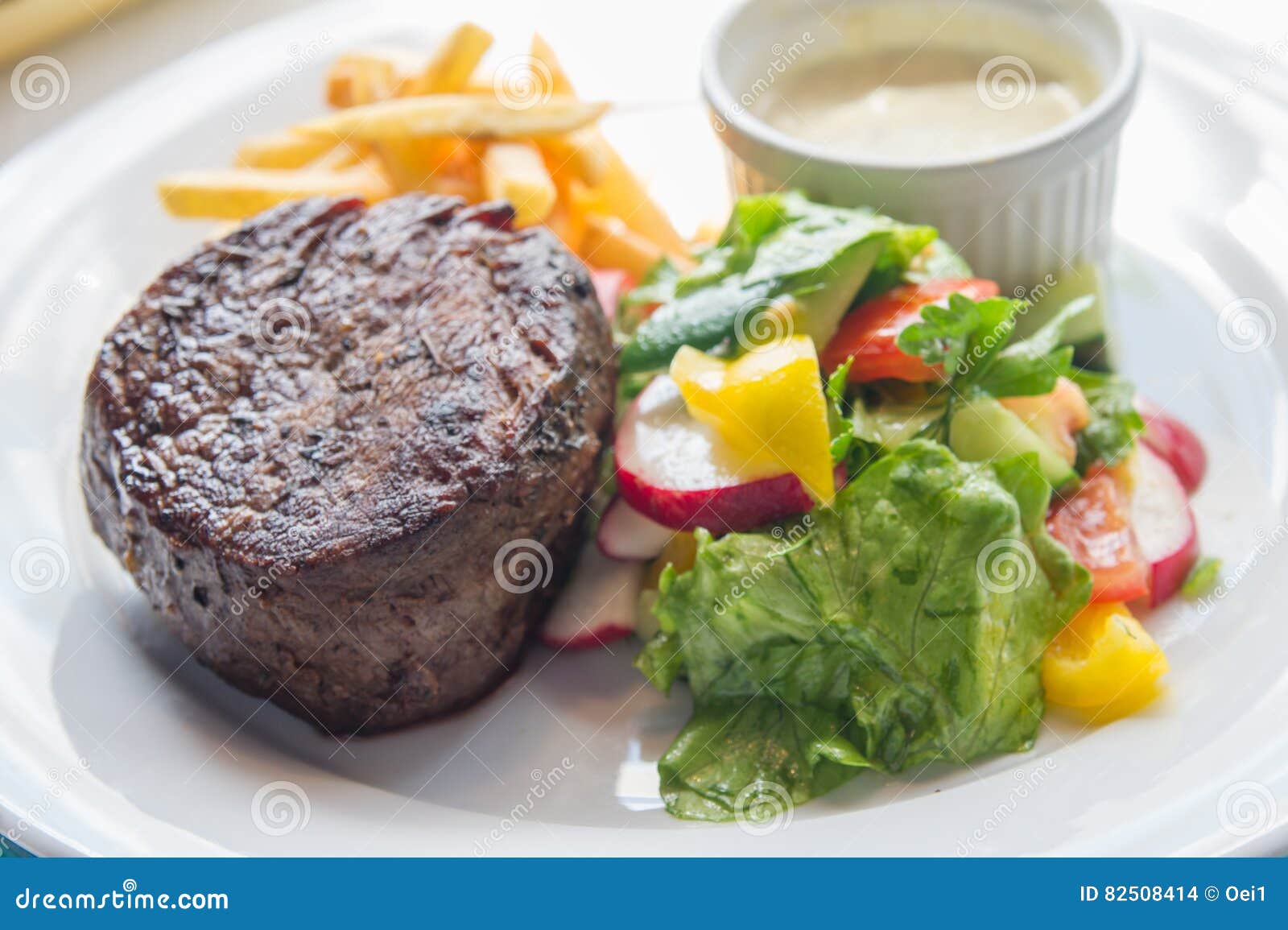 Filet Mignon with a Side Dish of Vegetables Stock Photo - Image of chop ...