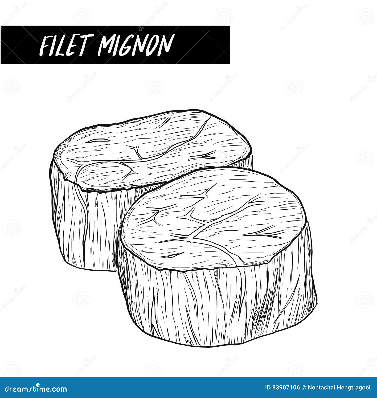 Filet Mignon Steak Cut Vector Isolated On Chalkboard Background ...