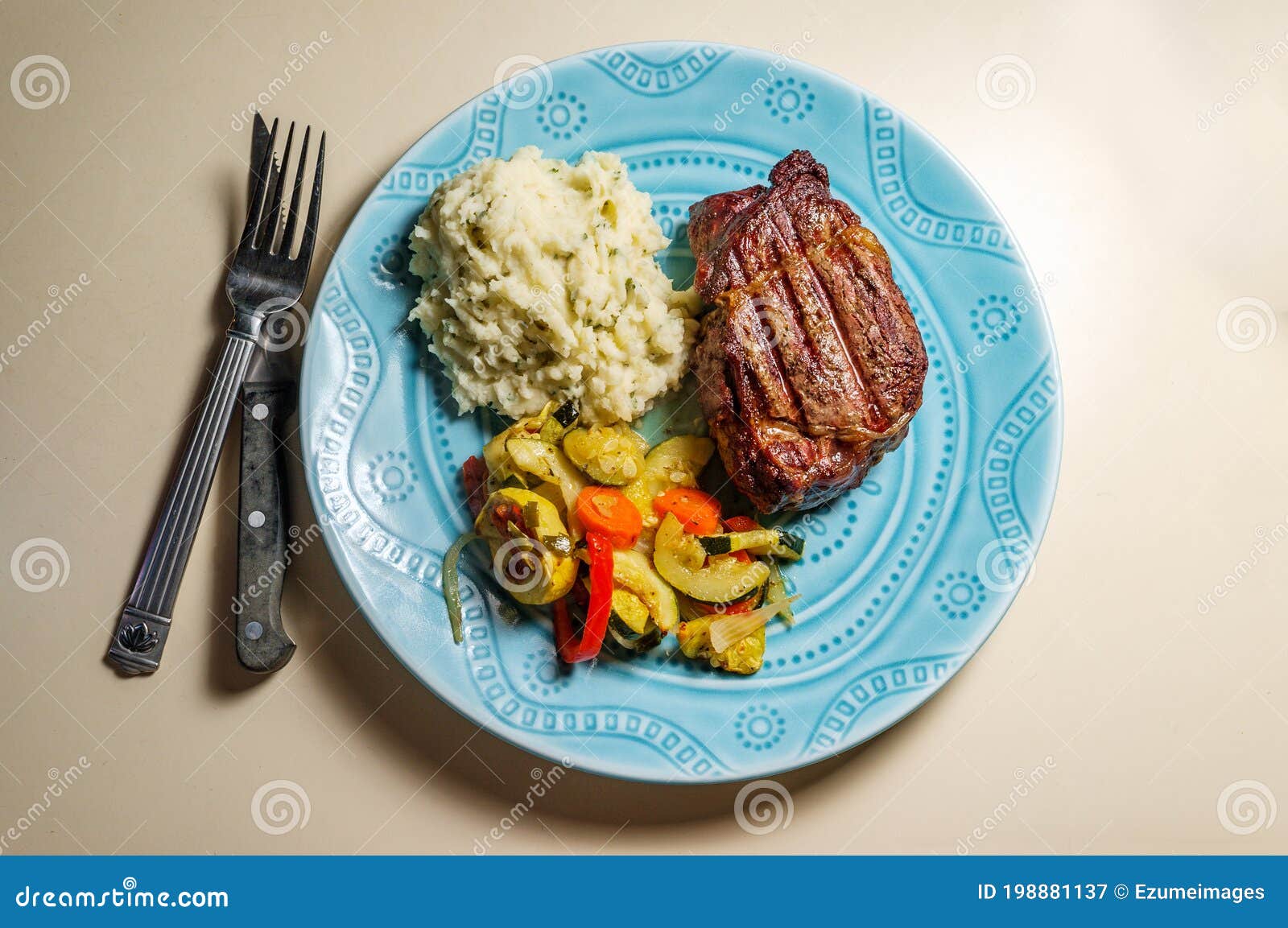 Filet Mignon Steak Dinner stock image. Image of carving - 198881137