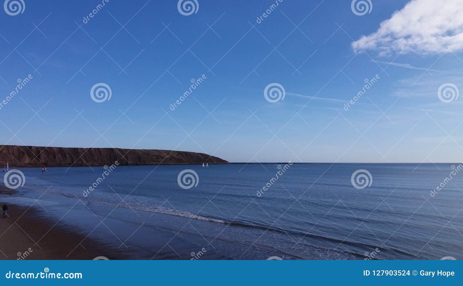 Filey stock photo. Image of beach, brigg, cliffs, scene - 127903524