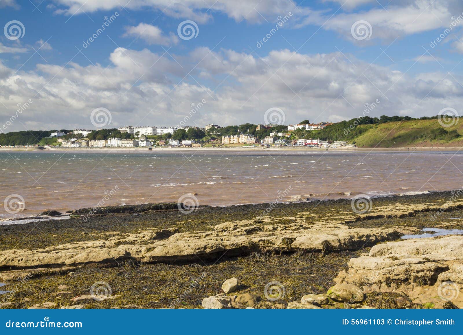 Filey stock image. Image of seafront, parade, coast, cliffs - 56961103