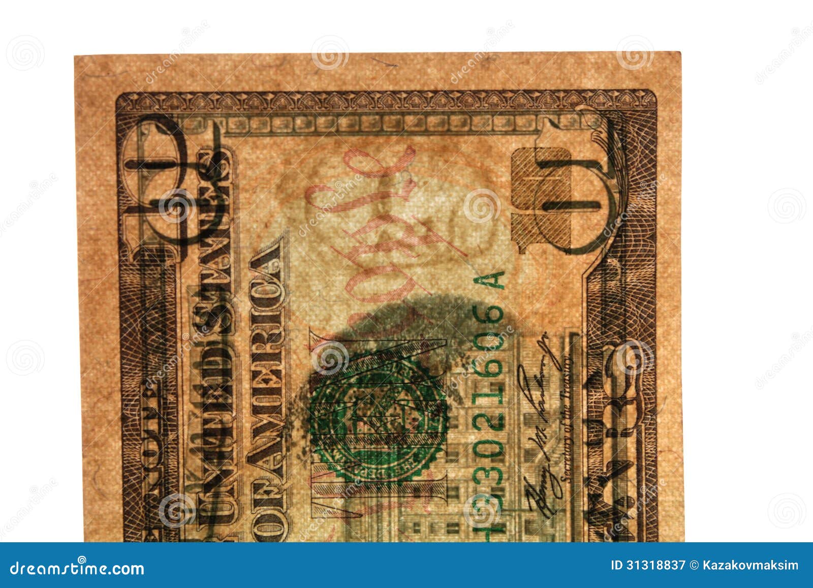 Filigrana Su 10 Dollari Di Banconote Immagine Stock - Immagine di ...