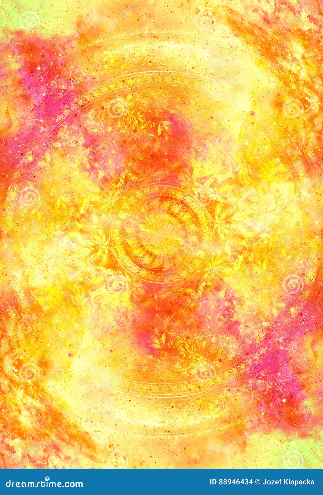 Filigrane Floral Ornament On Cosmic Backgrond, Computer Collage. Stock ...