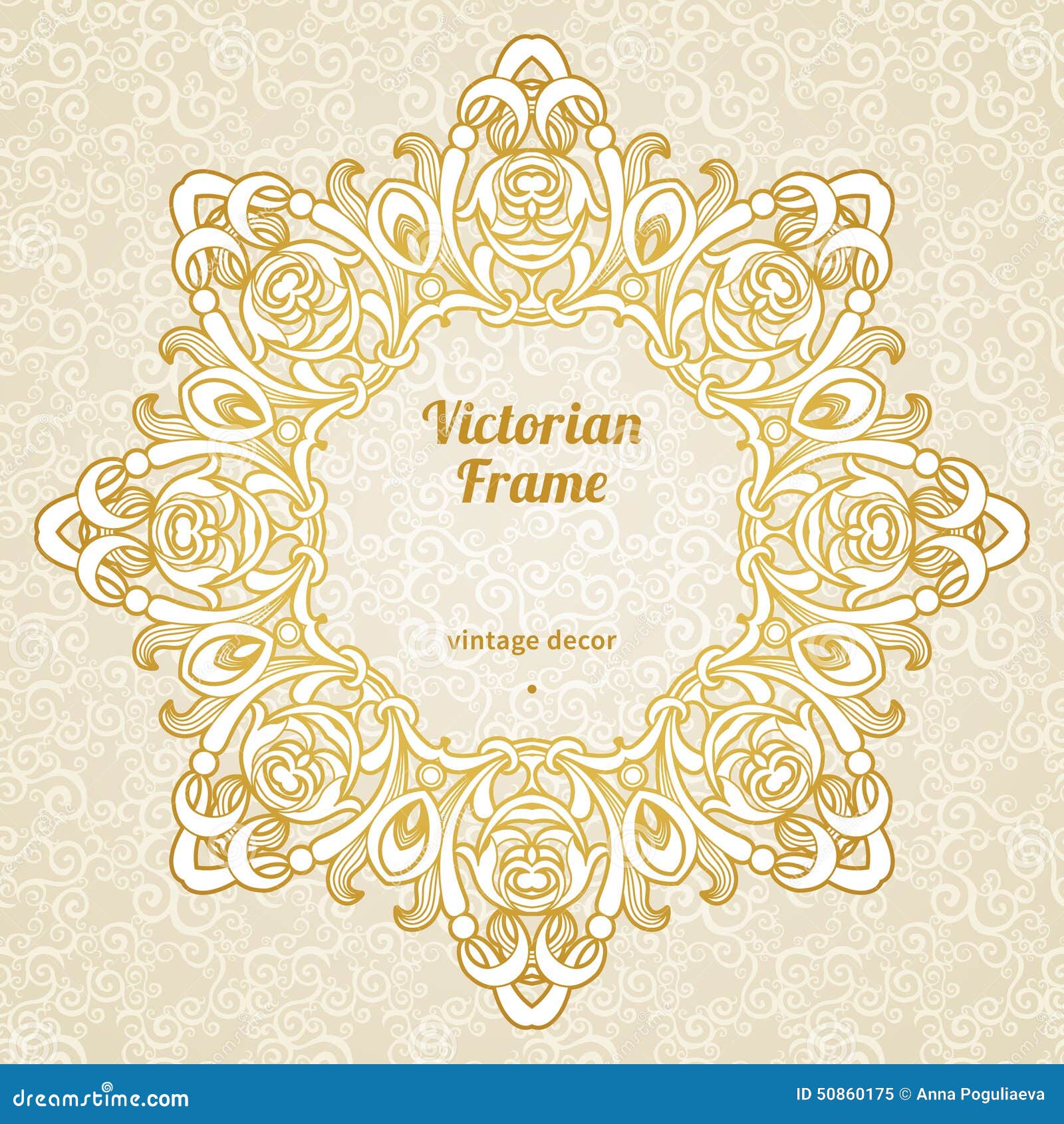 Filigree Frame in Victorian Style. Stock Illustration - Illustration of ...