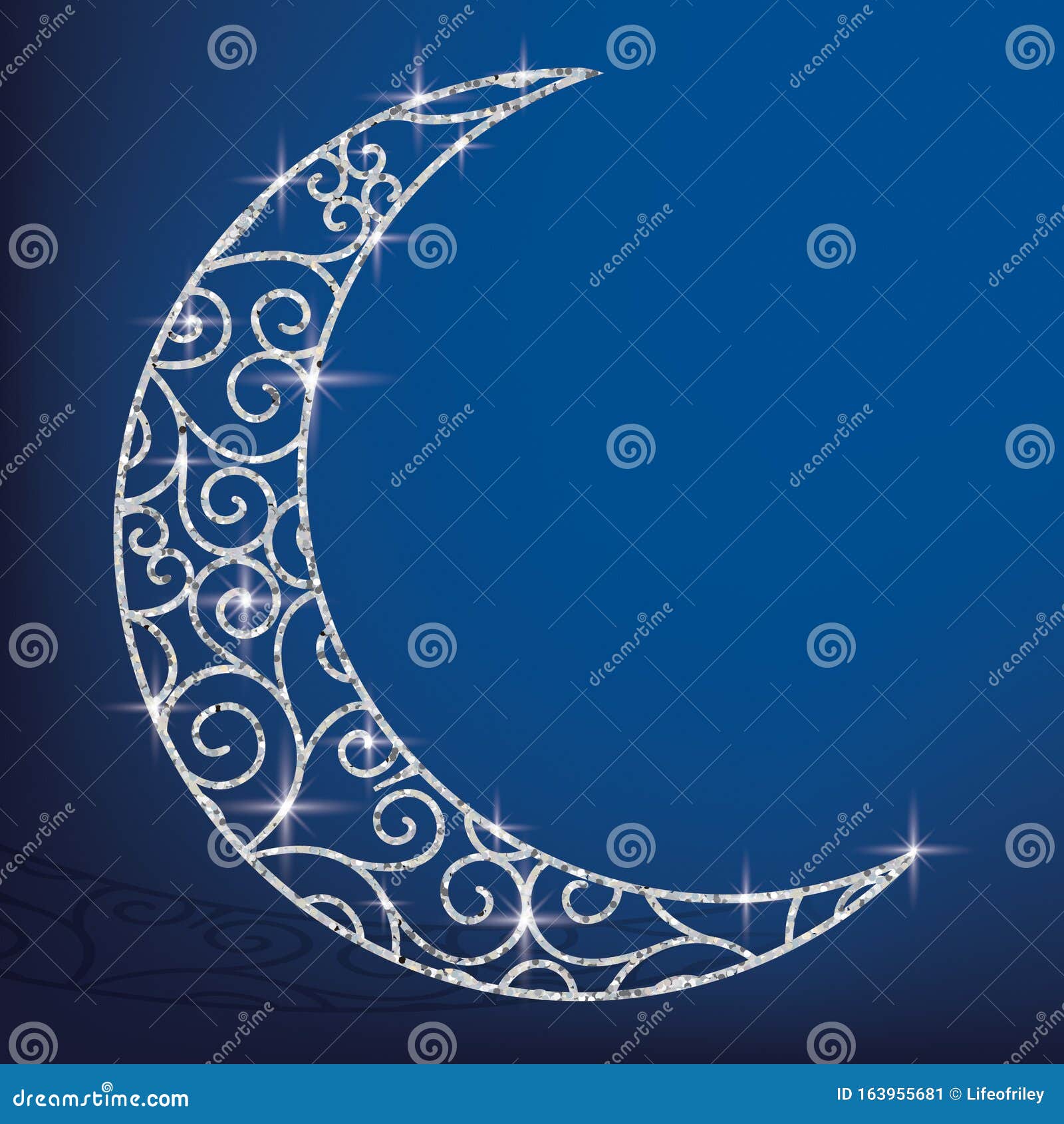 Filigree Glitter Moon Card Vector Illustration | CartoonDealer.com ...