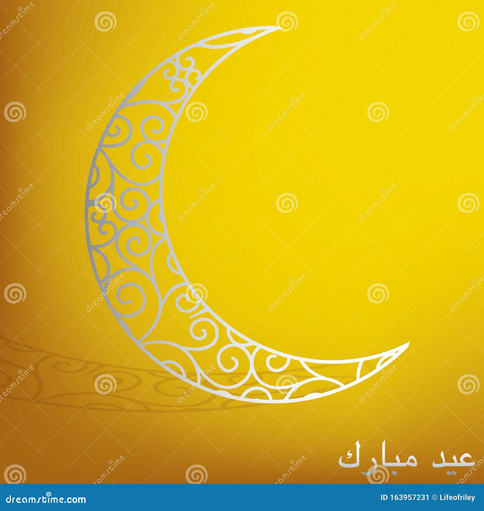 Filigree Moon Eid card stock vector. Illustration of month - 163957231