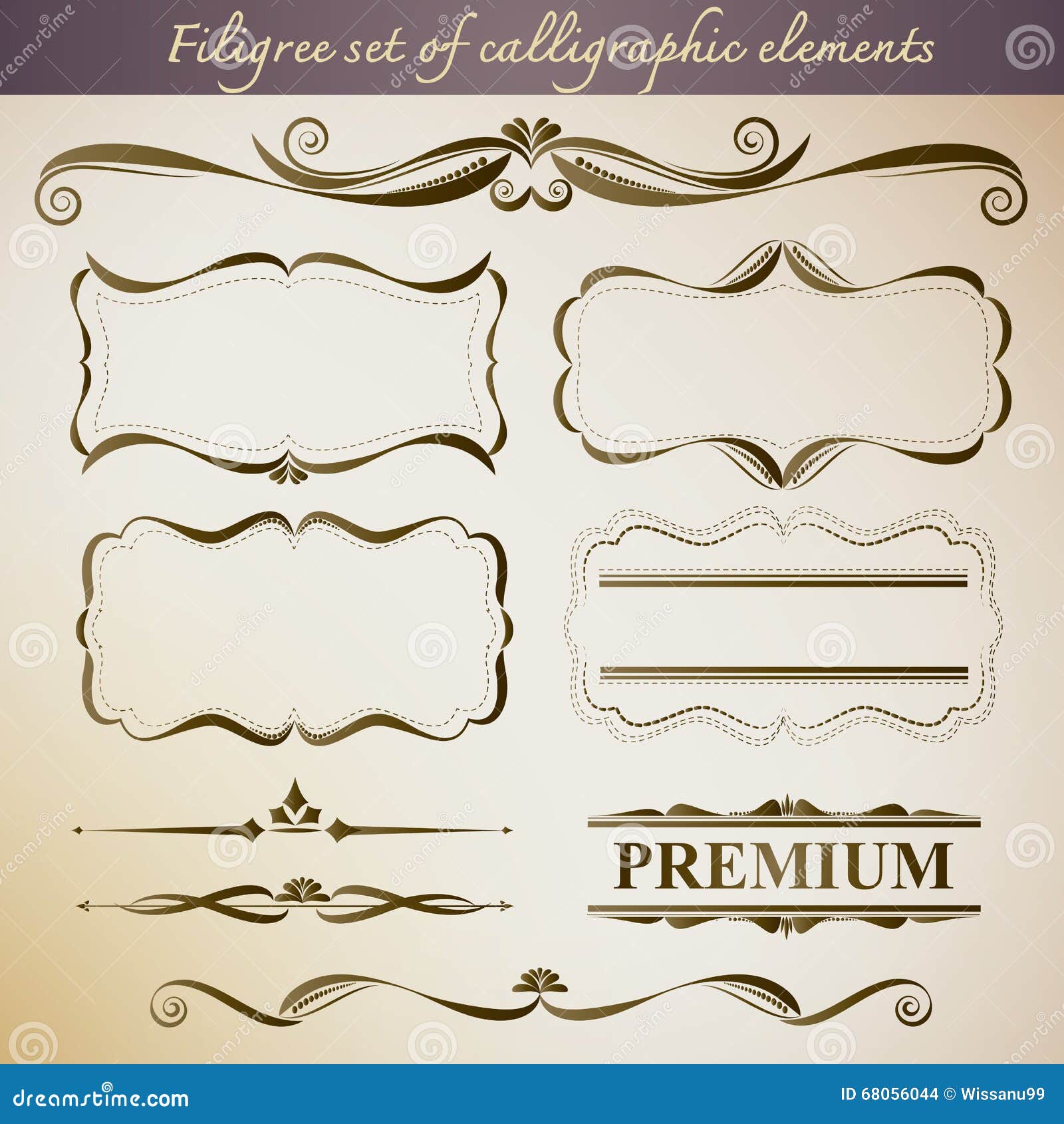 Filigree Set of Calligraphic Elements for Vintage Design. Stock Vector ...