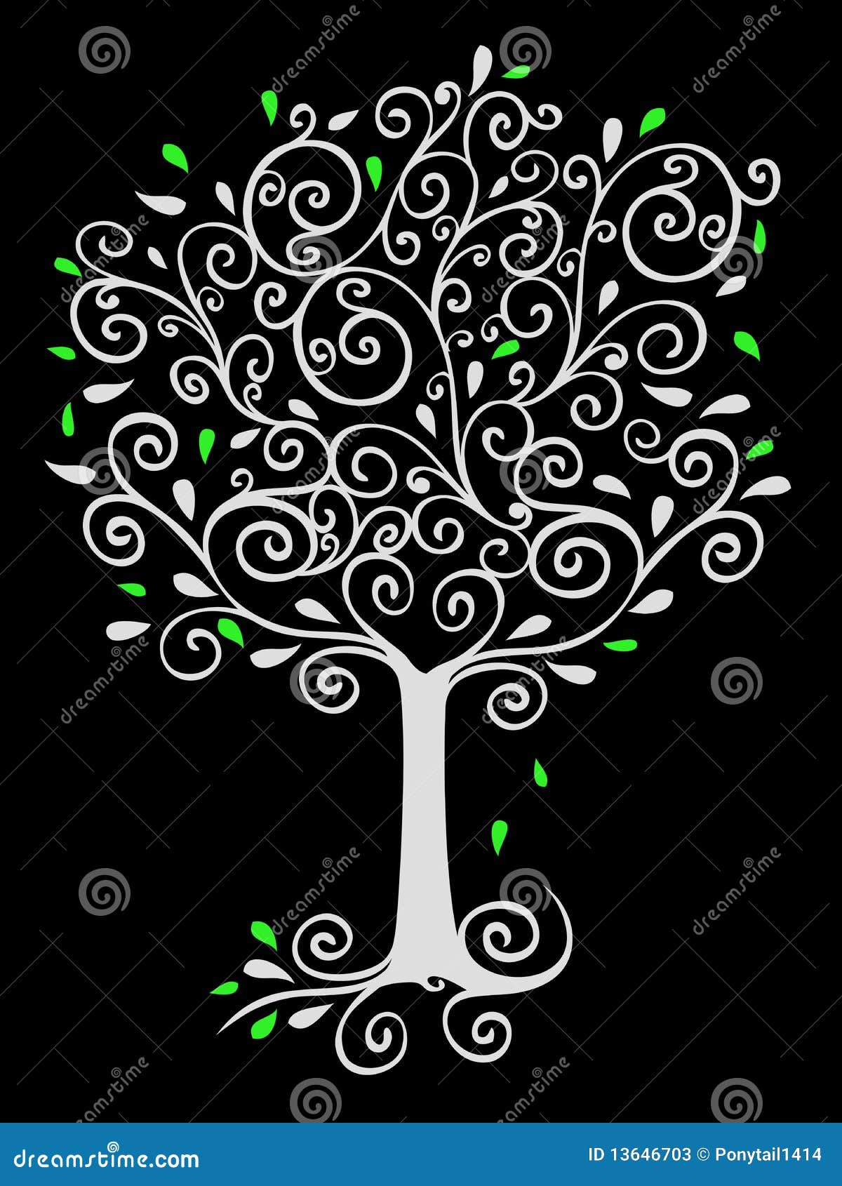 Filigree Tree on Black stock illustration. Illustration of branches ...