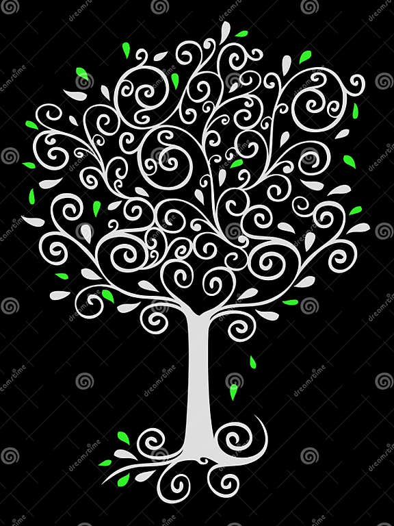 Filigree Tree on Black stock illustration. Illustration of branches ...