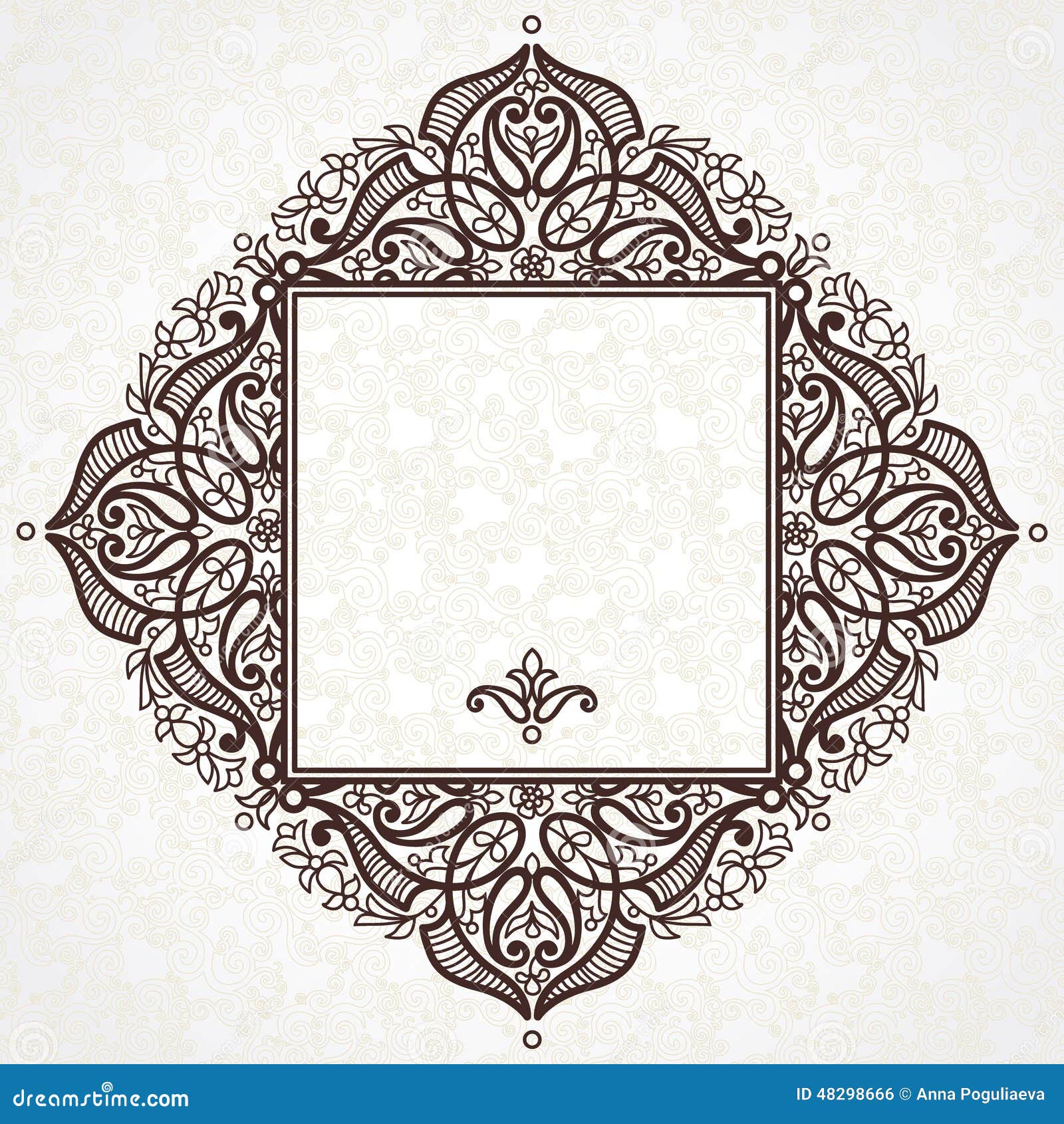 Filigree Vector Frame in Eastern Style. Stock Vector - Illustration of ...