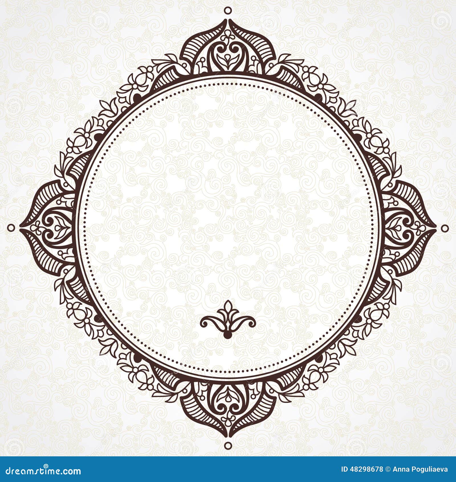 Filigree Vector Frame in Eastern Style. Stock Vector - Illustration of ...