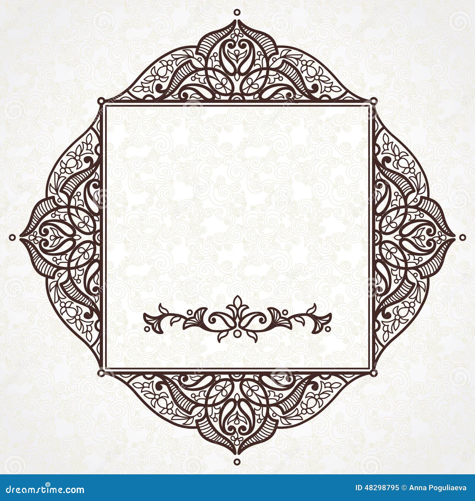 Filigree Vector Frame in Eastern Style. Stock Vector - Illustration of ...