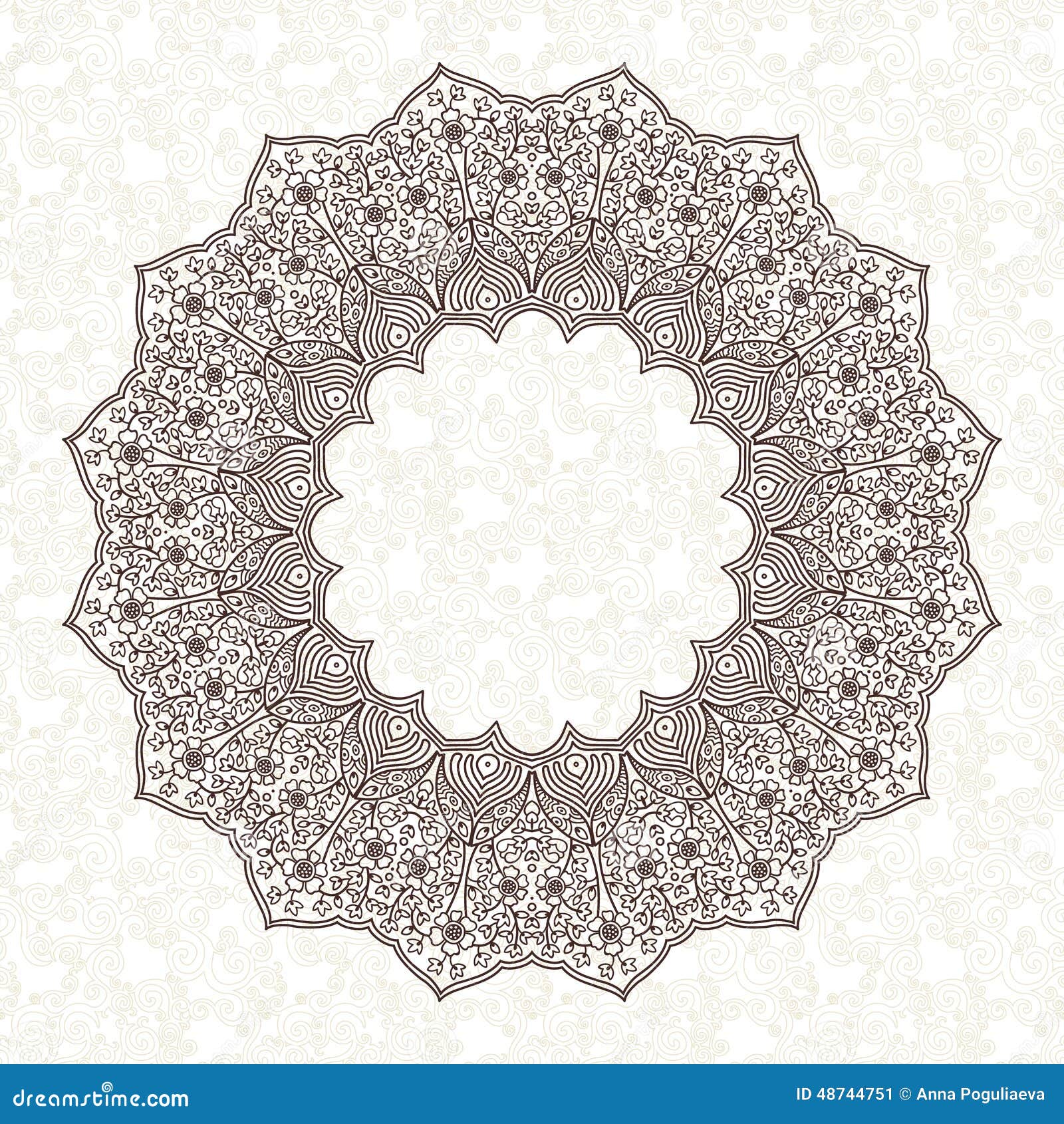 Filigree Vector Frame in Eastern Style. Stock Vector - Illustration of ...
