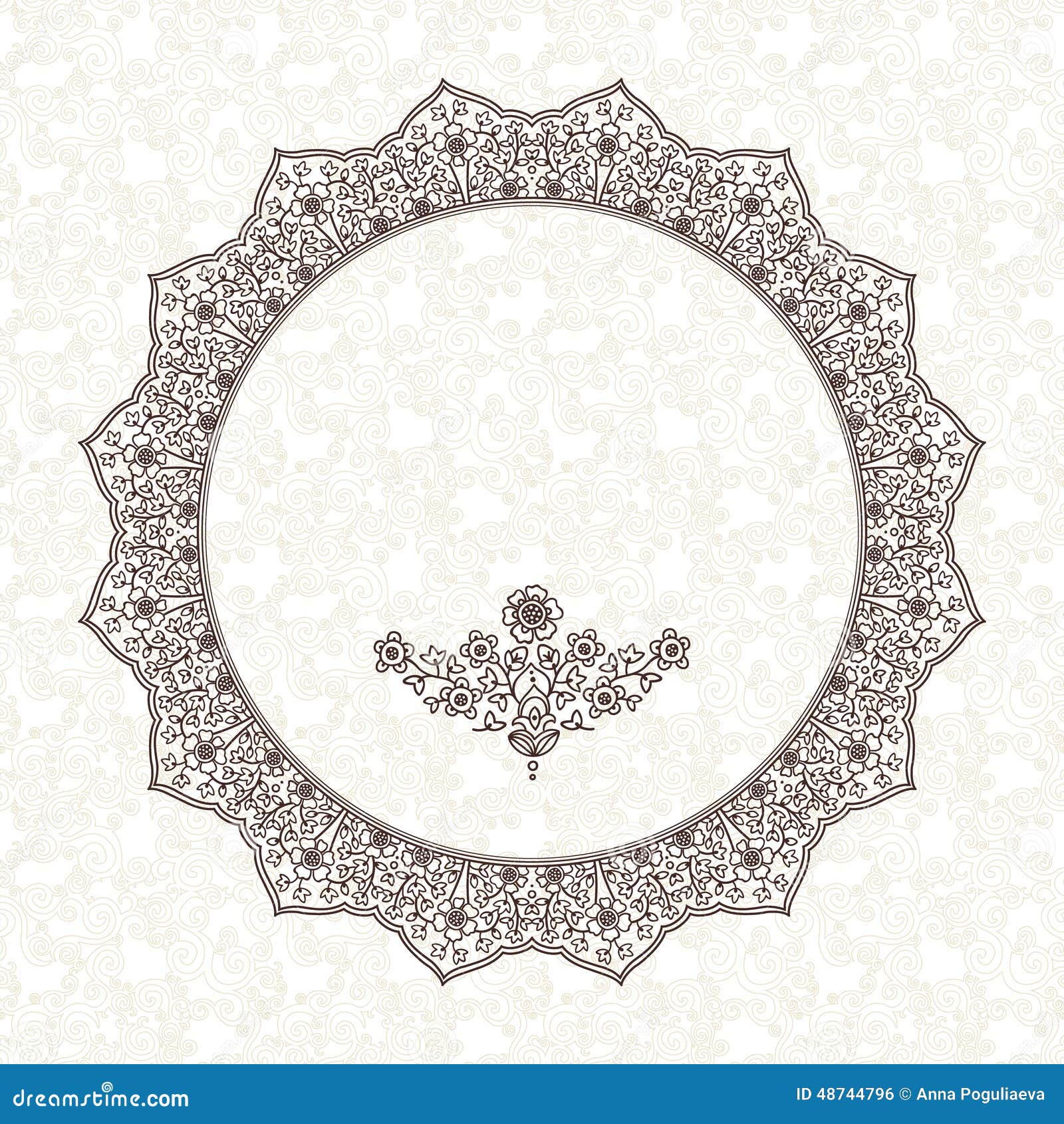 Filigree Vector Frame in Eastern Style. Stock Vector - Illustration of ...