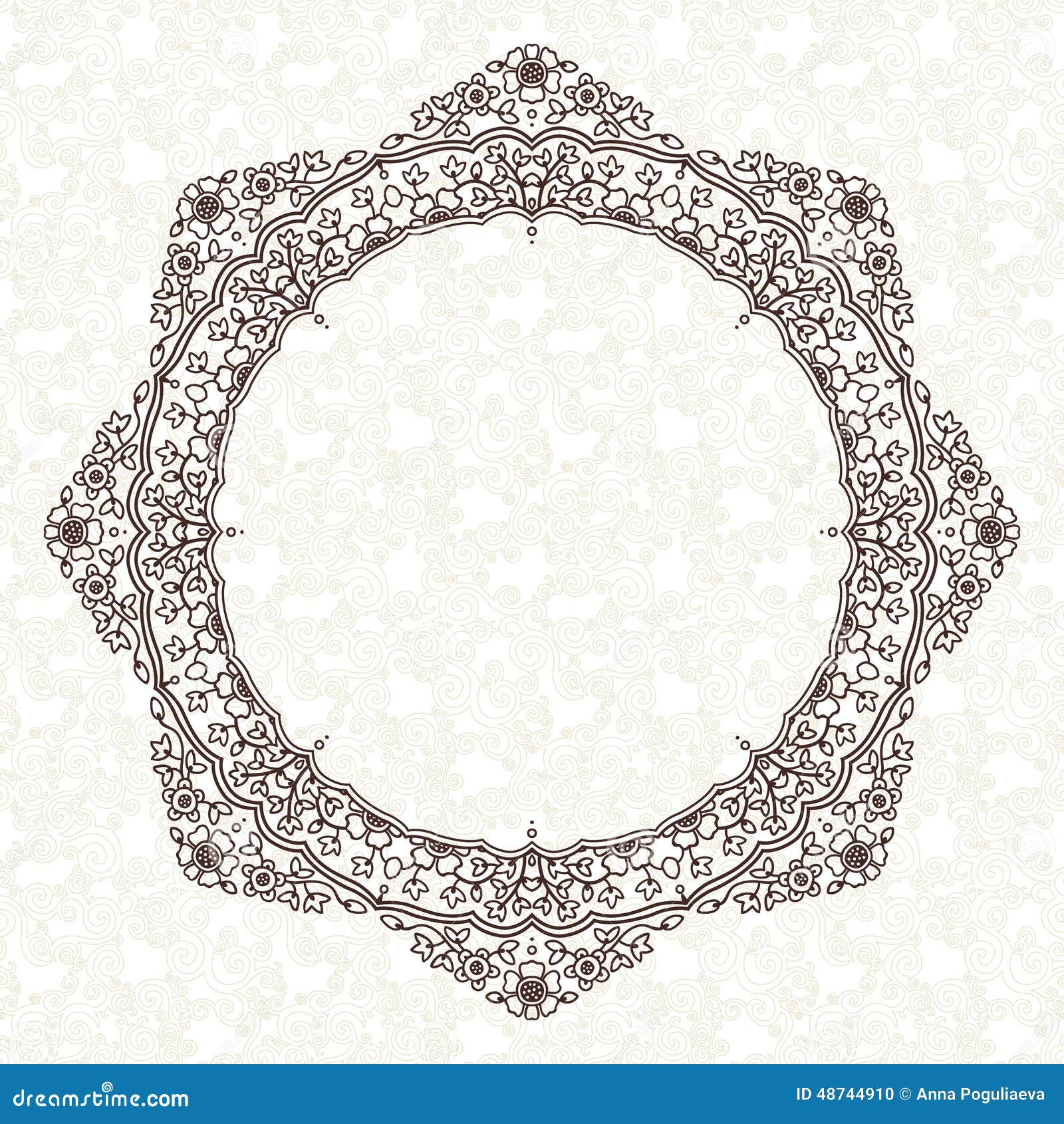 Filigree Vector Frame in Eastern Style. Stock Vector - Illustration of ...