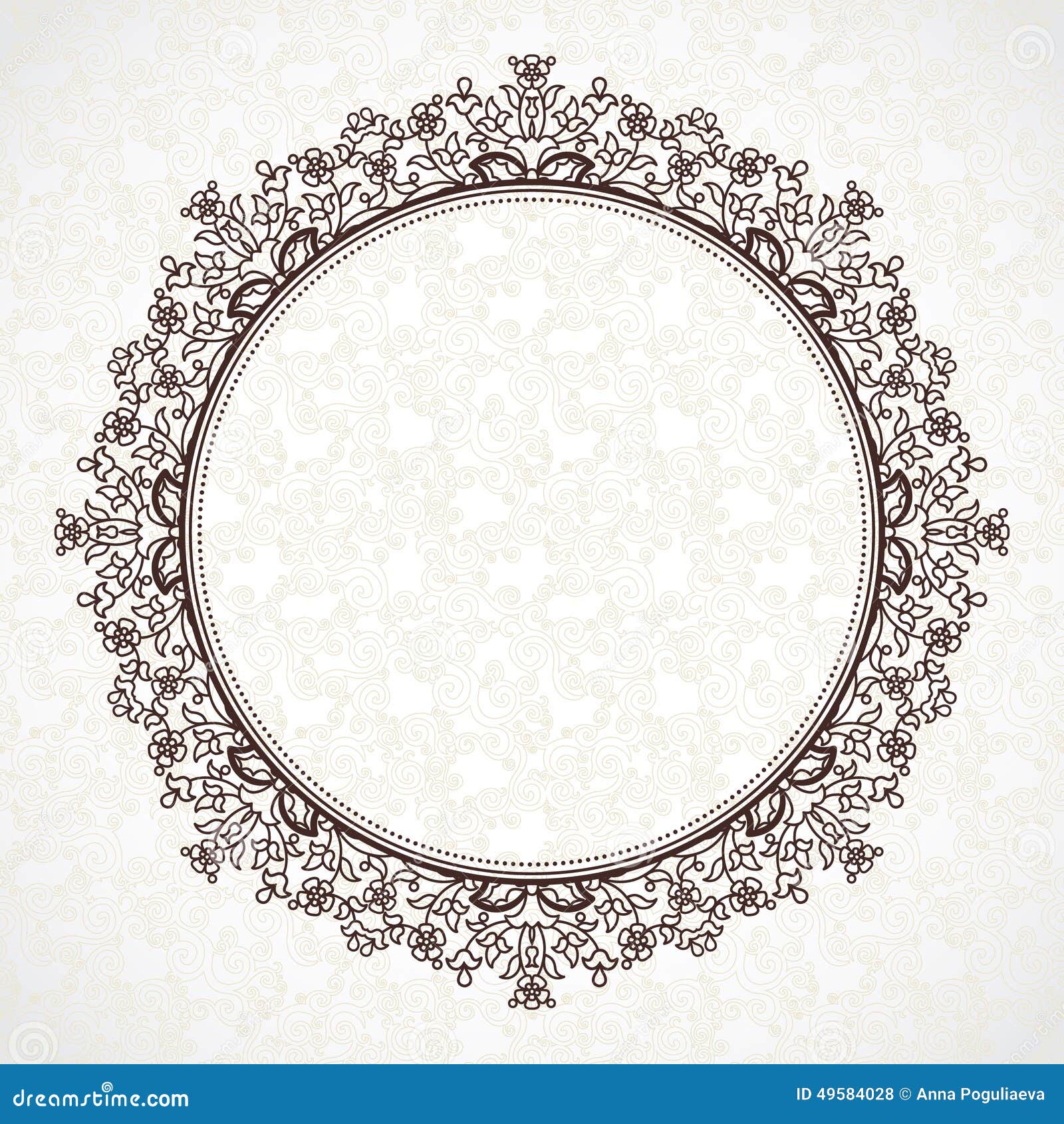 Filigree Vector Frame in Eastern Style. Stock Vector - Illustration of ...