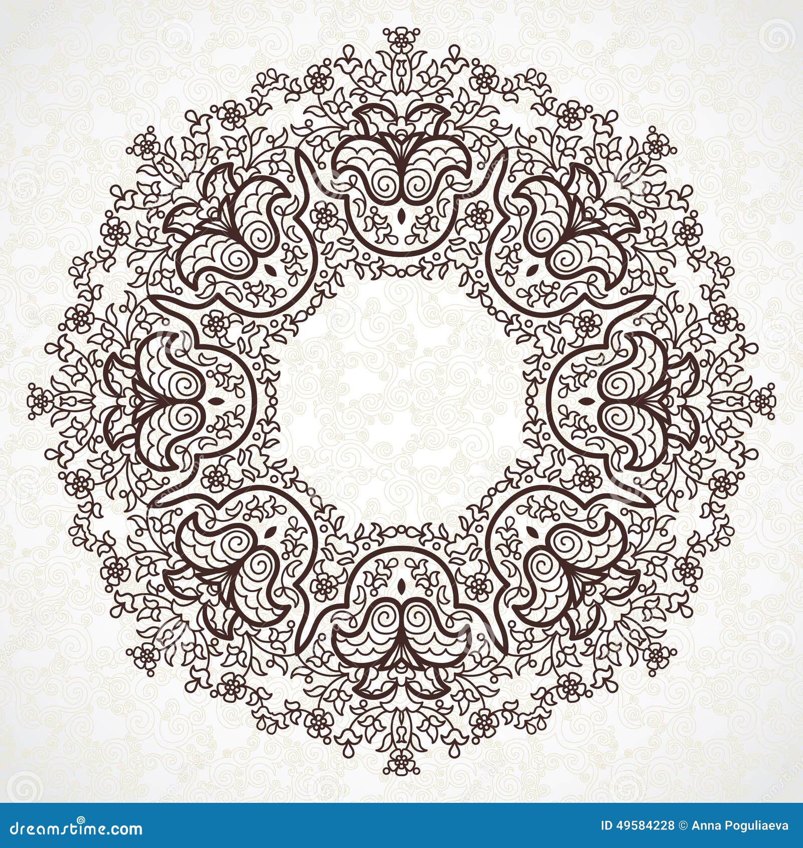 Filigree Vector Frame in Eastern Style. Stock Vector - Illustration of ...