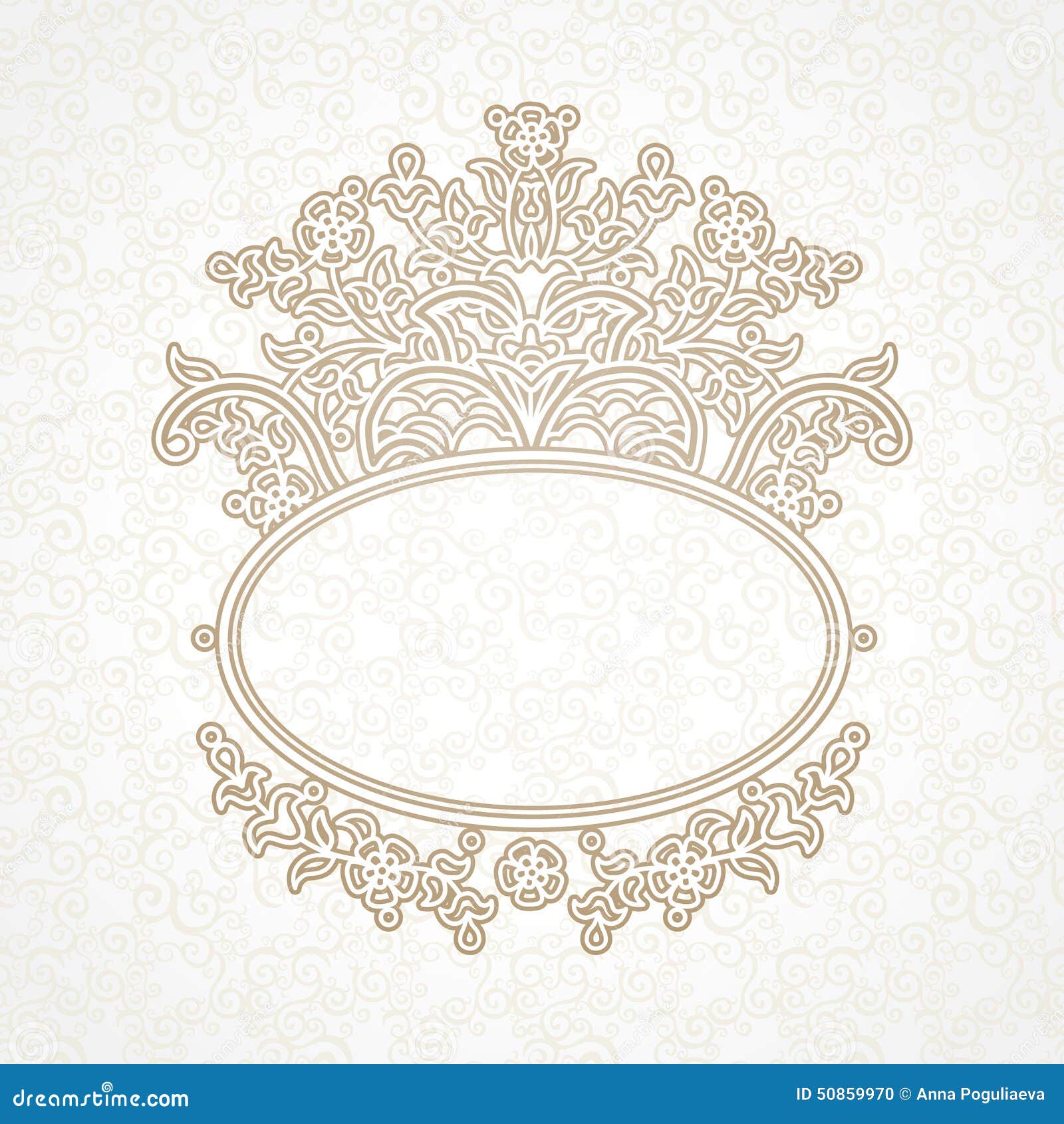 Filigree Vector Frame in Eastern Style. Stock Vector - Illustration of ...