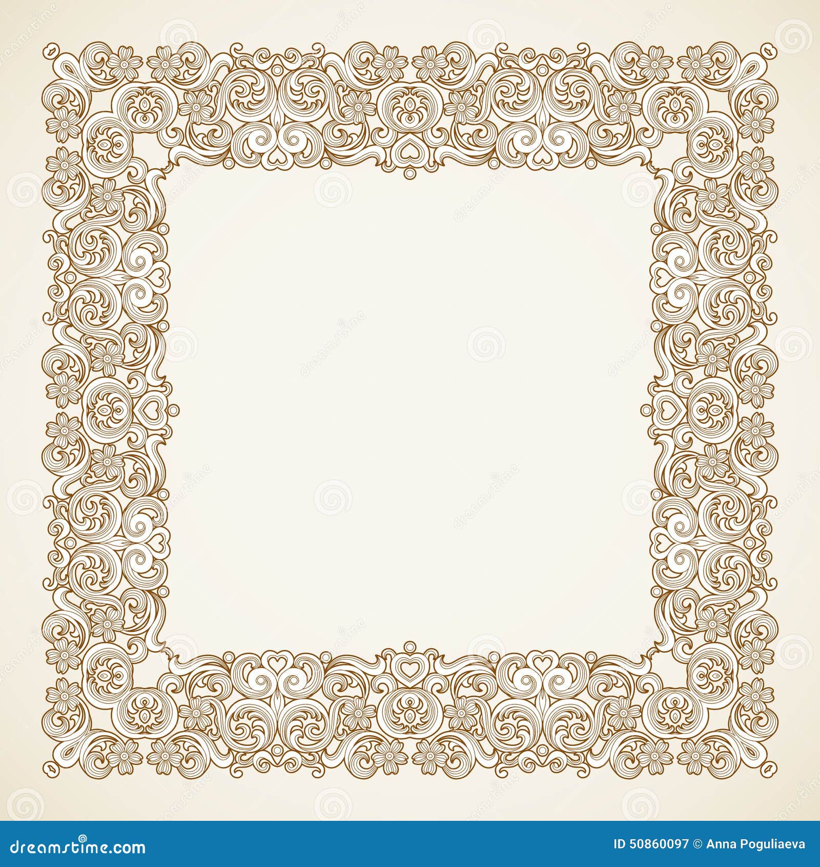 Filigree Vector Frame in Victorian Style. Stock Vector - Illustration ...