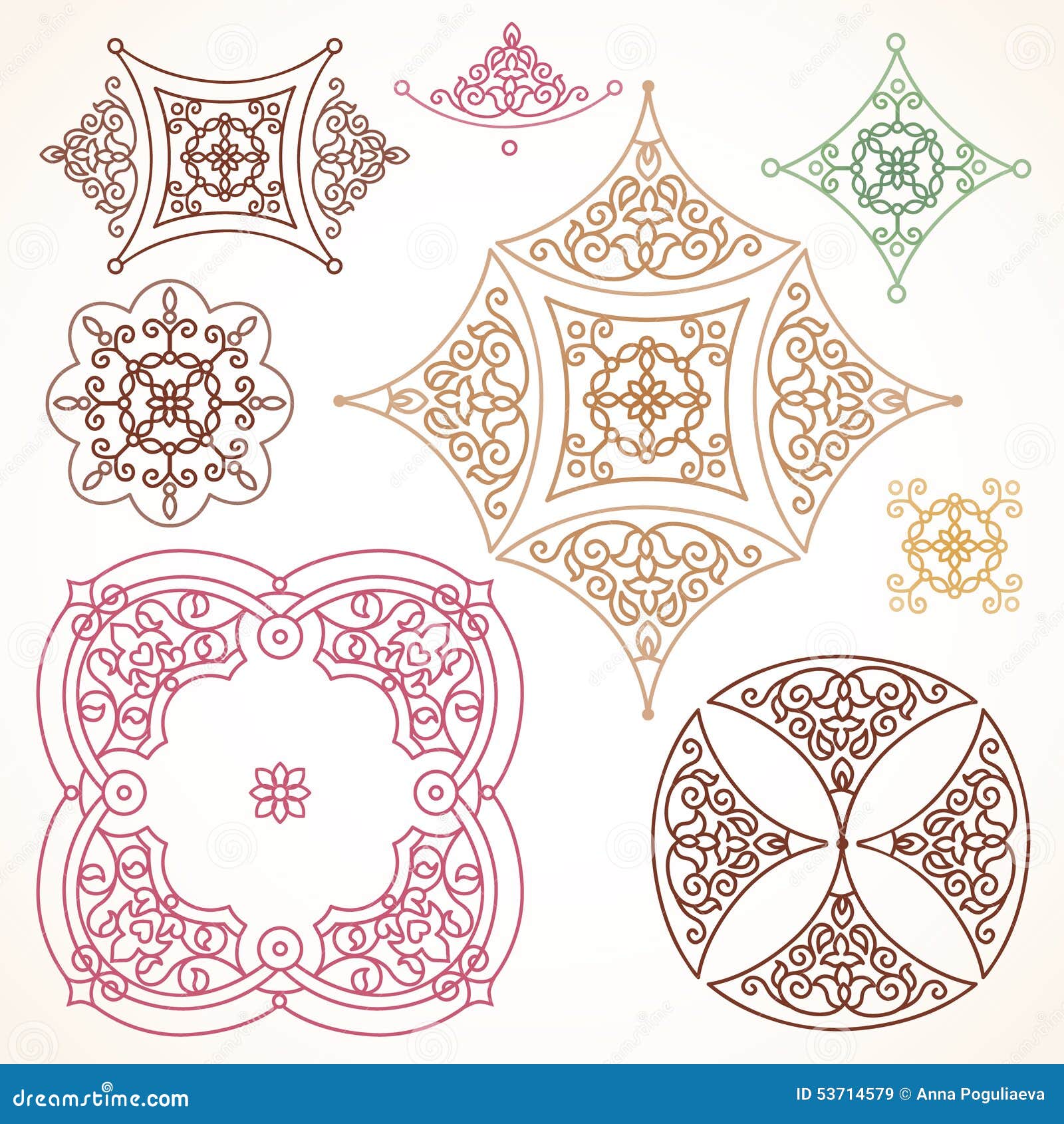 Filigree Vector Frames and Vignettes in Eastern Style. Stock Vector ...