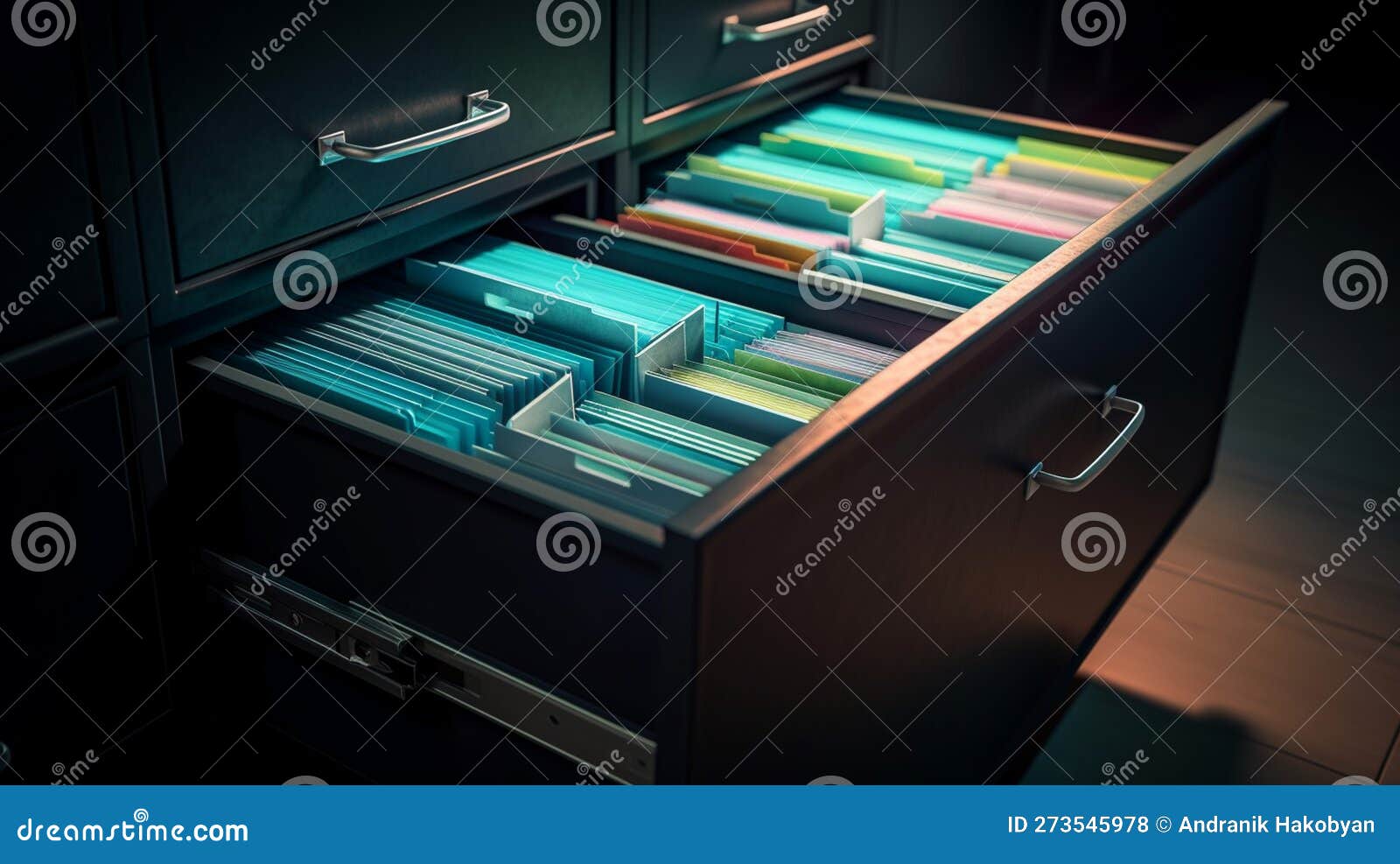 Filing Cabinet with Documents. Generative Ai Stock Illustration ...
