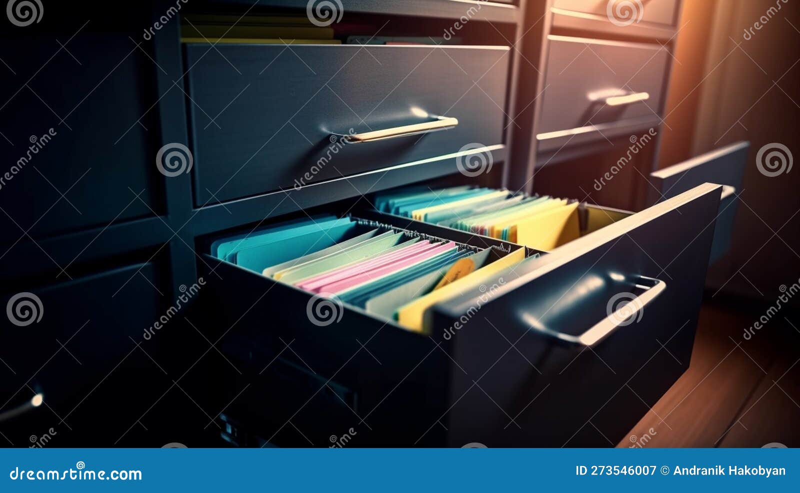Filing Cabinet with Documents. Generative Ai Stock Illustration ...