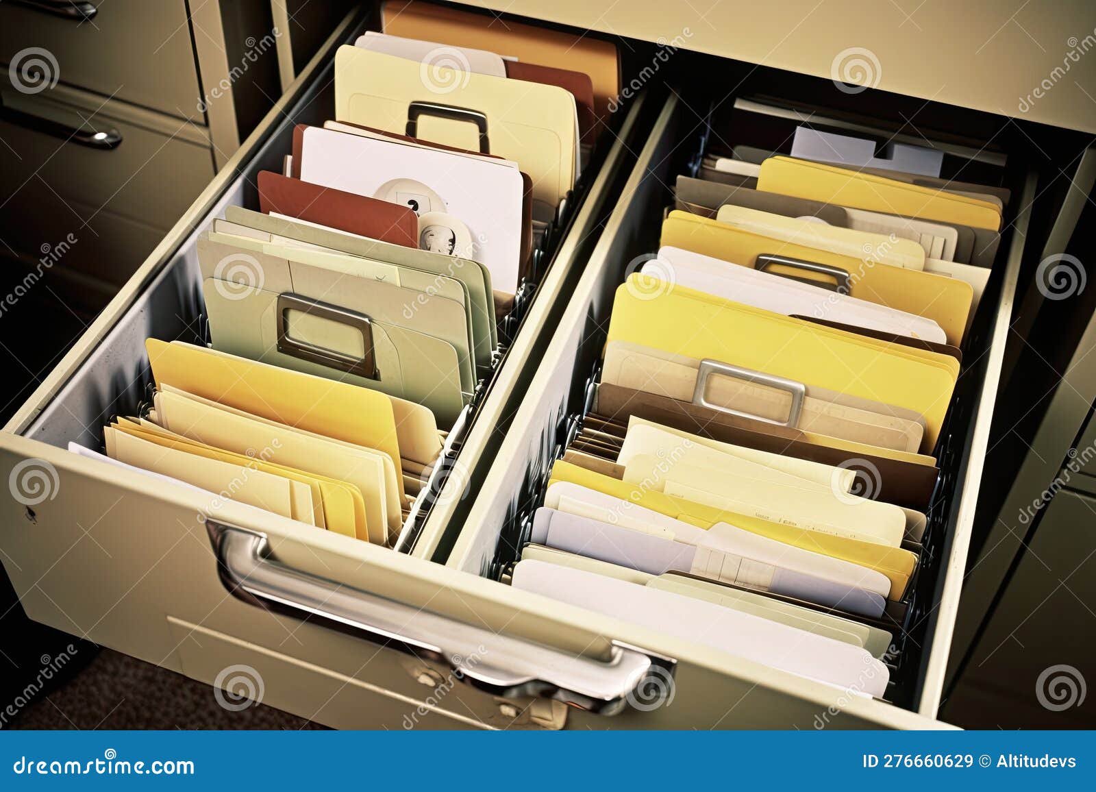 A Filing Cabinet Filled with Various Business Documents in Different ...