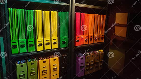 A Filing Cabinet Labeled and Sorted with Color-coded Folders. Stock ...