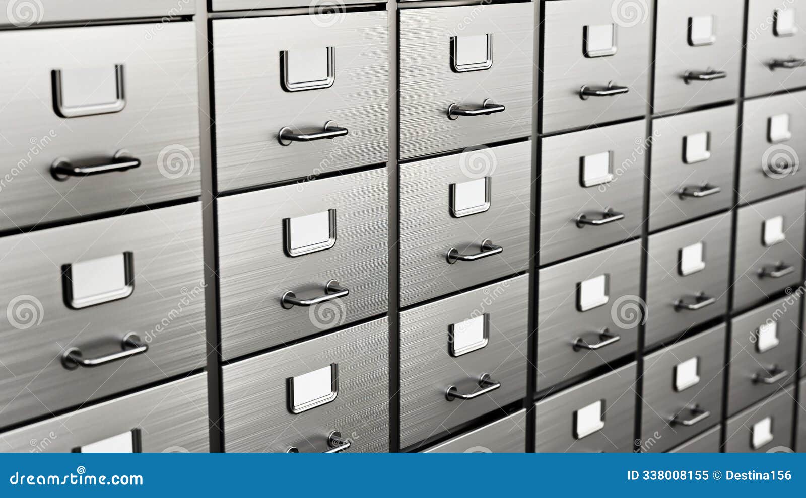 Filing Cabinet with Many Closed Drawers. 3D Illustration Stock ...