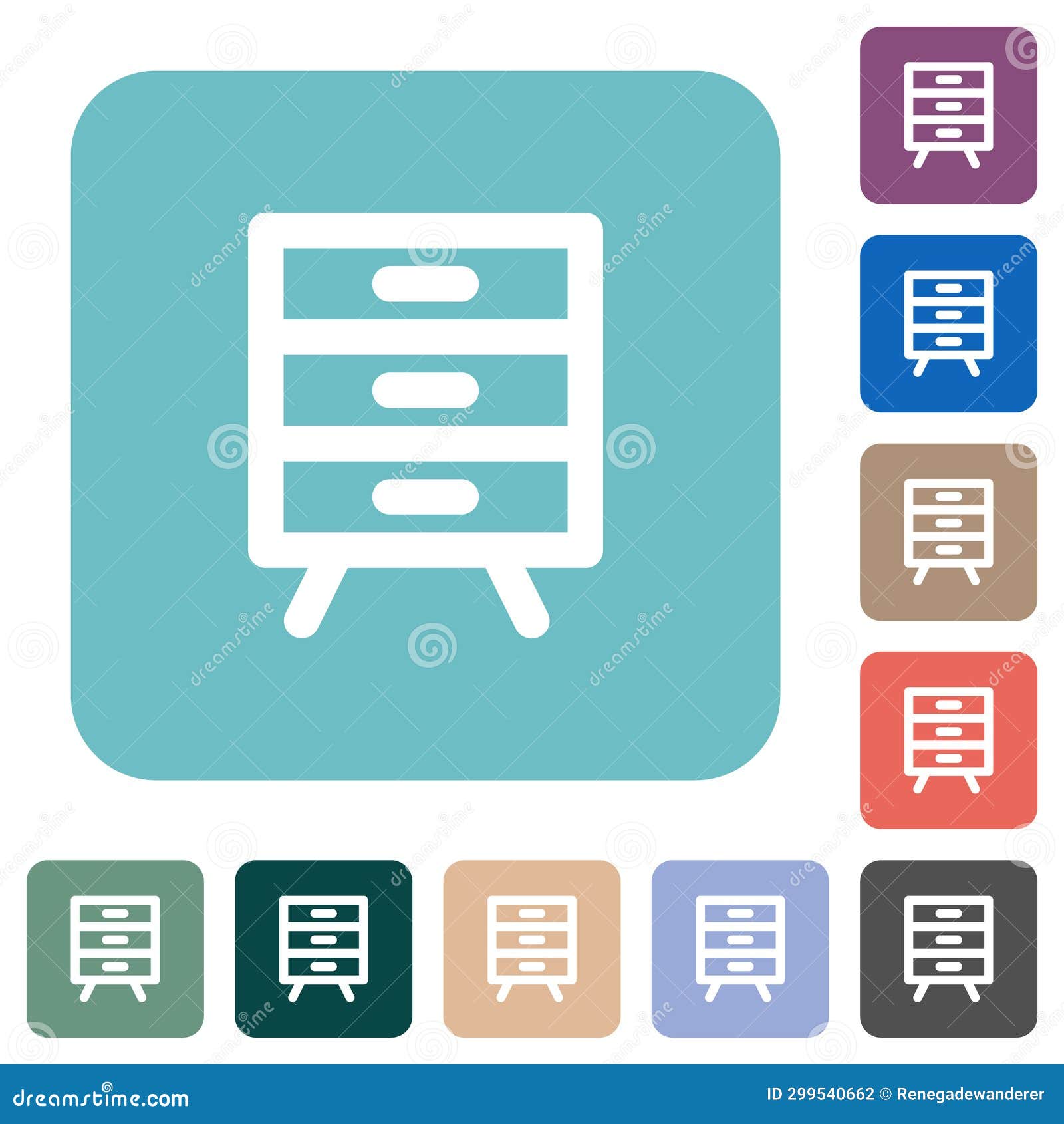 Filing Cabinet Outline Rounded Square Flat Icons Stock Illustration - Illustration of ...