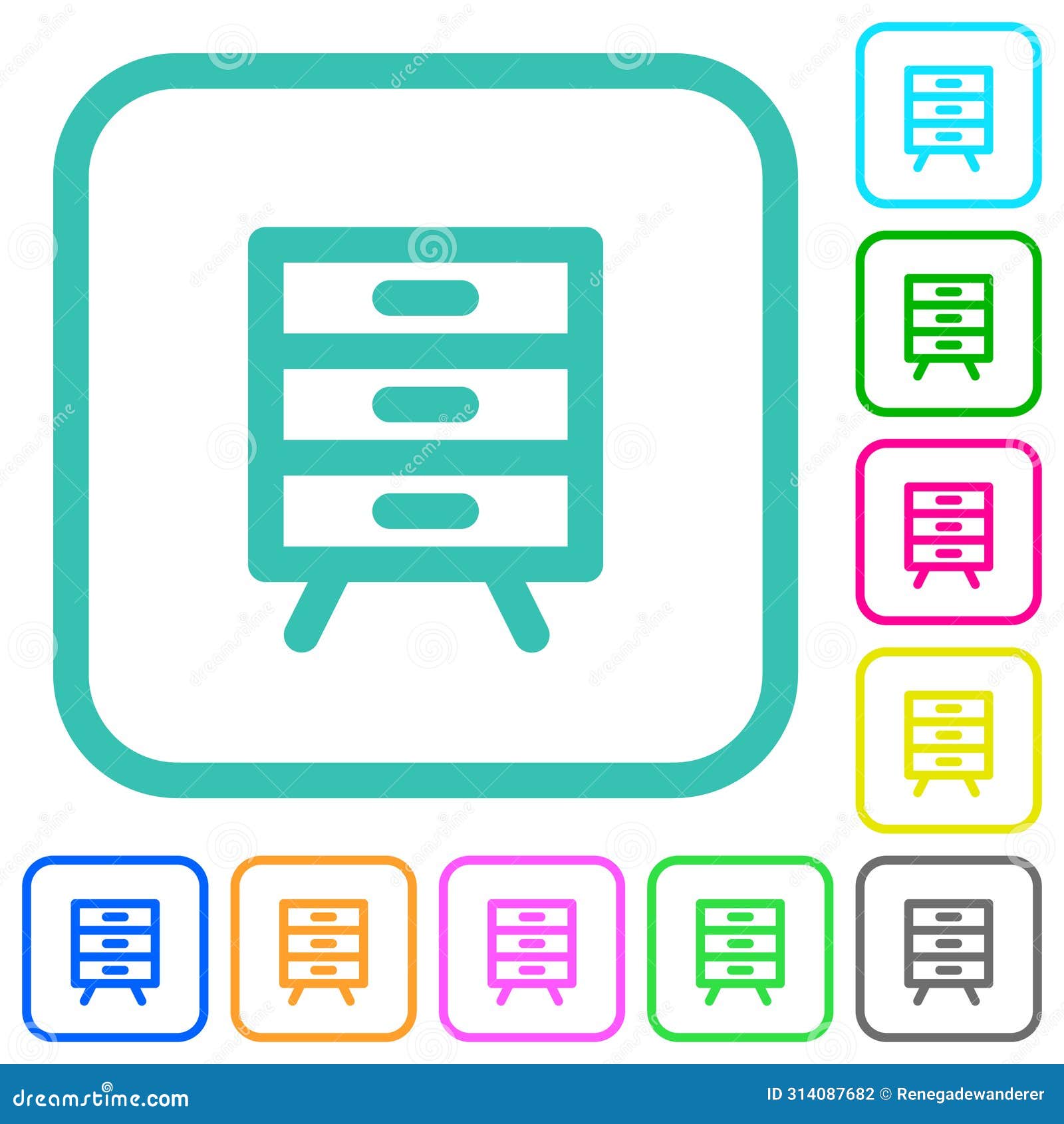 Filing Cabinet Outline Vivid Colored Flat Icons Stock Vector ...