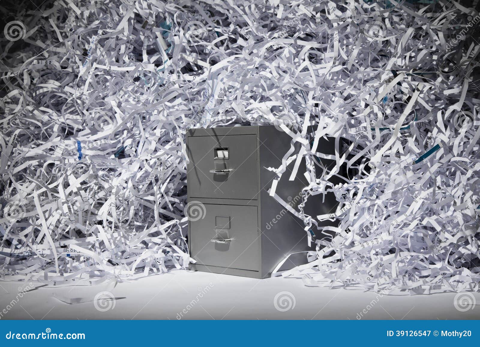Filing Cabinet and Shredded Paper Stock Image - Image of drawer ...